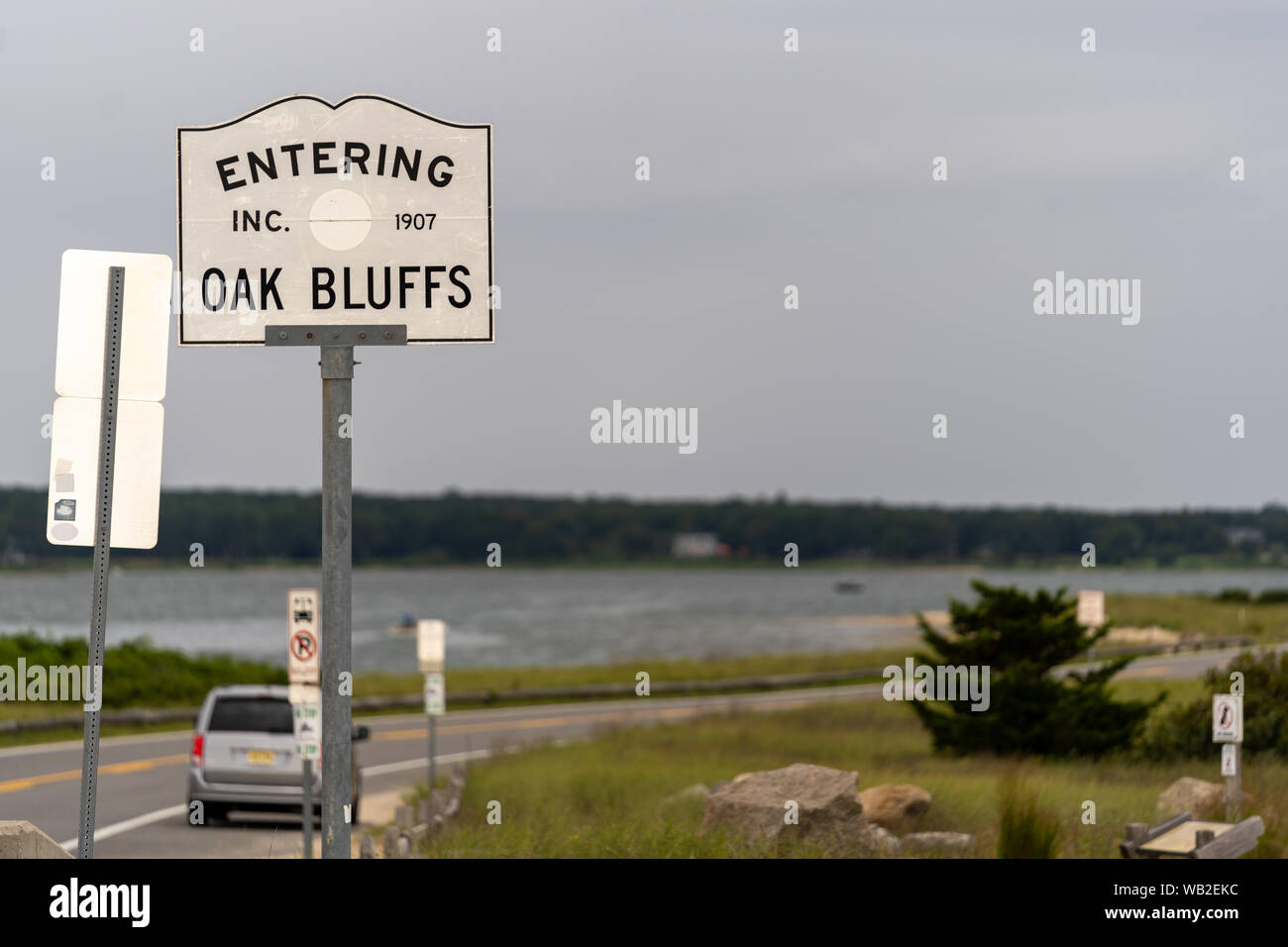 Road Signs in Marthas Vineyard show the way to Edgartown Stock Photo ...