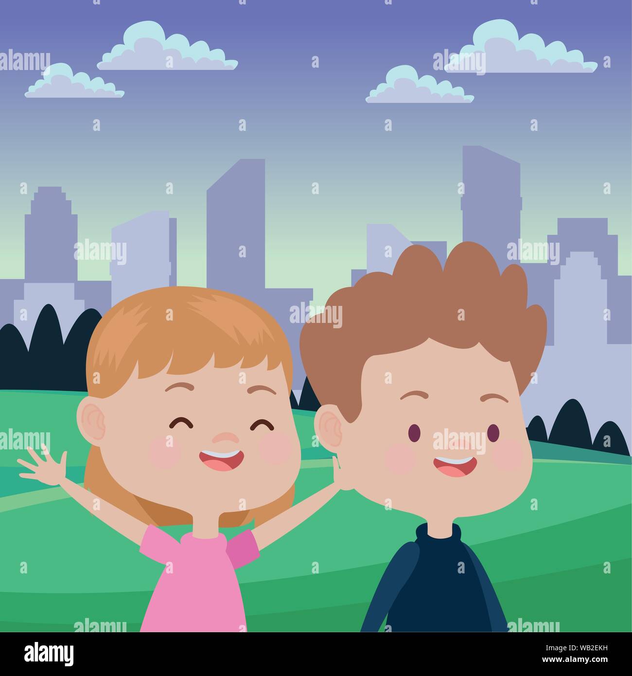 Cute happy kids having fun cartoons Stock Vector Image & Art - Alamy