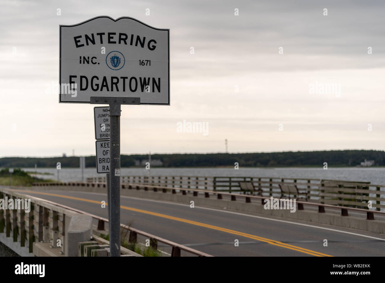 Road Signs in Marthas Vineyard show the way to Edgartown Stock Photo ...