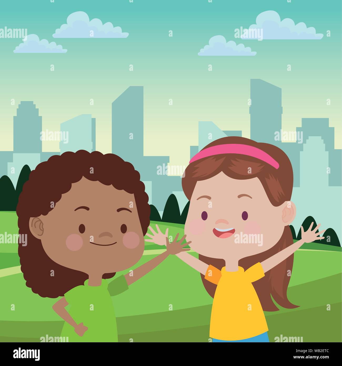 Cute happy kids having fun cartoons Stock Vector Image & Art - Alamy