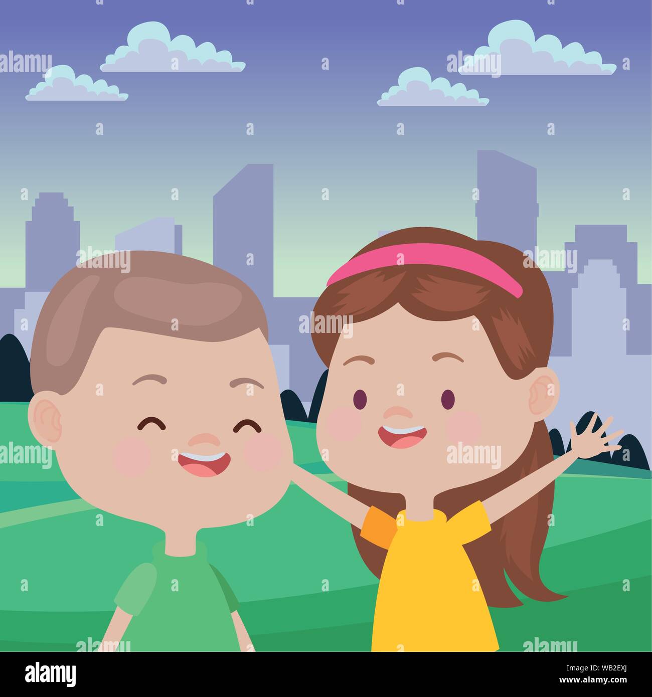 Cute happy kids having fun cartoons Stock Vector Image & Art - Alamy