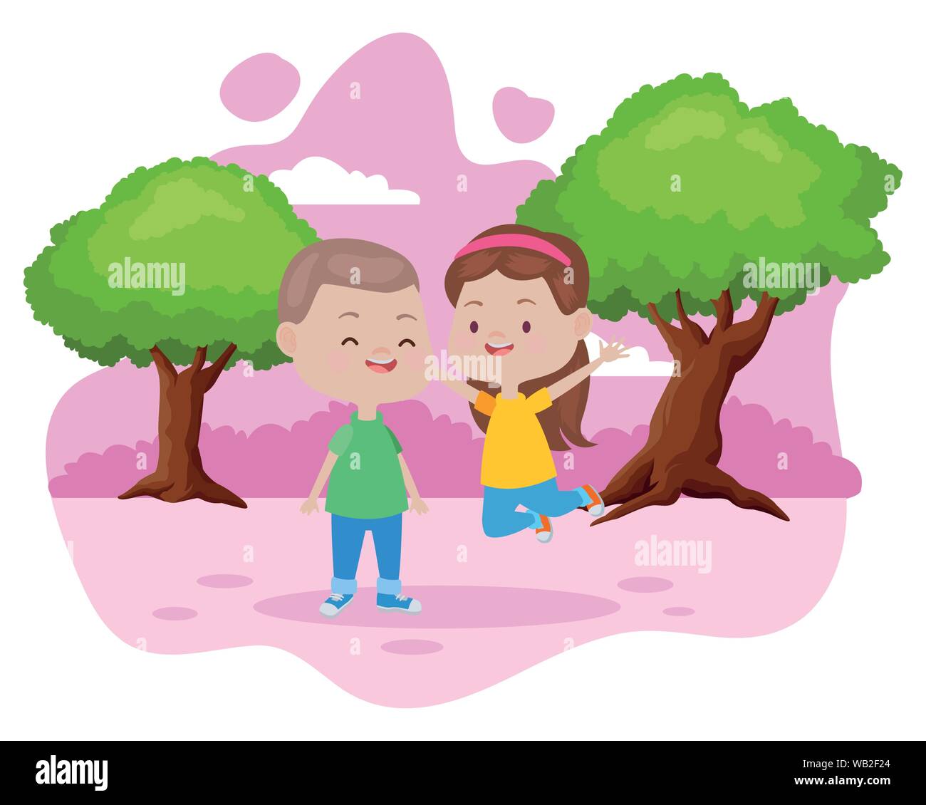 Cute happy kids having fun cartoons Stock Vector Image & Art - Alamy