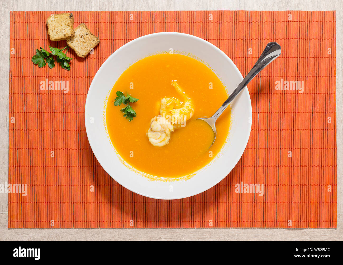 Above view of a fish soup Stock Photo - Alamy