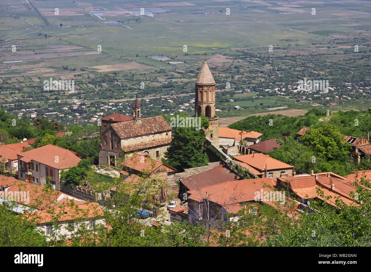 Signagi / Georgia - 05 May 2013: The view on Signagi and Alazani valley ...