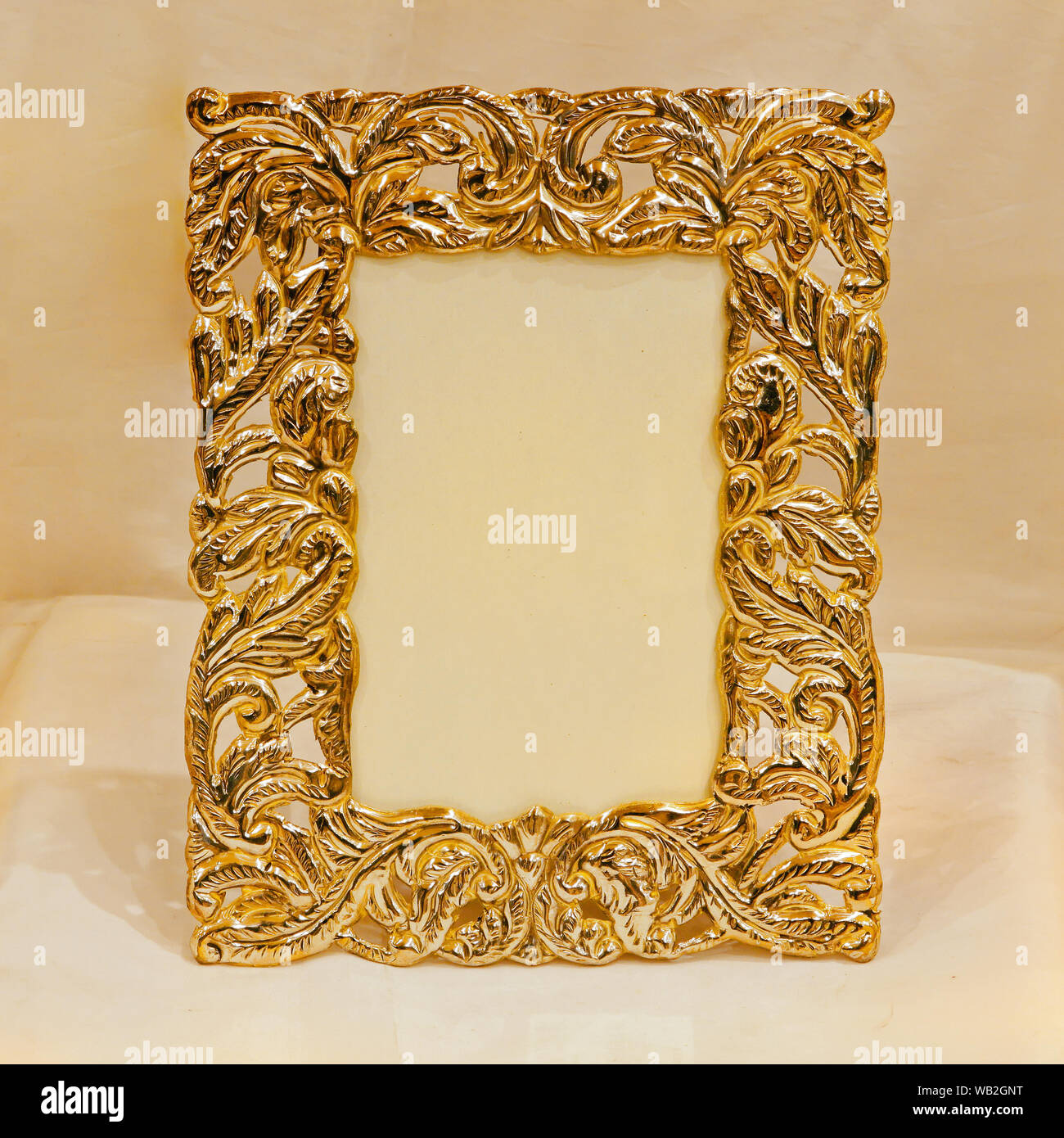 Engraved Gold Picture Frame With Decorative Edges Stock Photo - Alamy