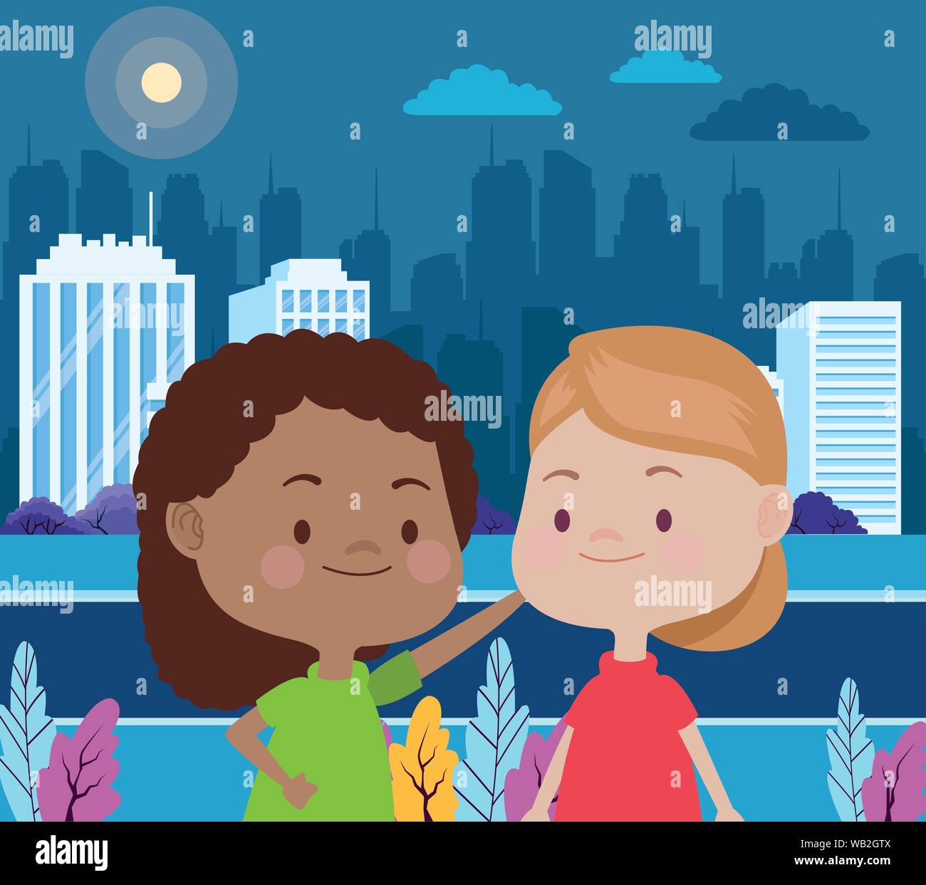 Cute happy kids having fun cartoons Stock Vector Image & Art - Alamy