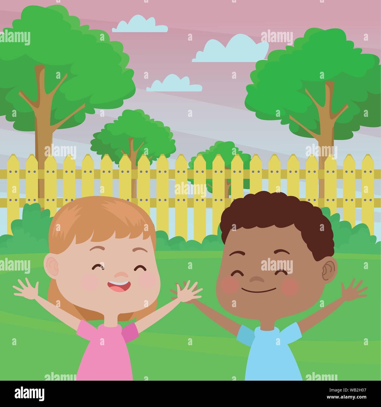 Cute happy kids having fun cartoons Stock Vector Image & Art - Alamy