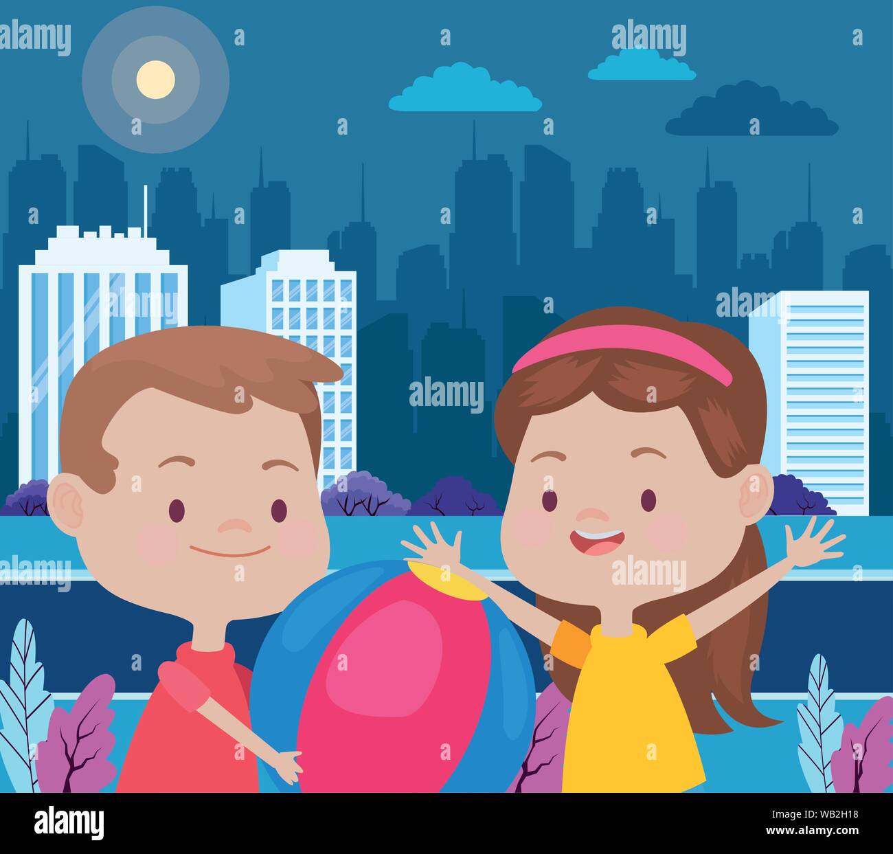 Cute happy kids having fun cartoons Stock Vector Image & Art - Alamy
