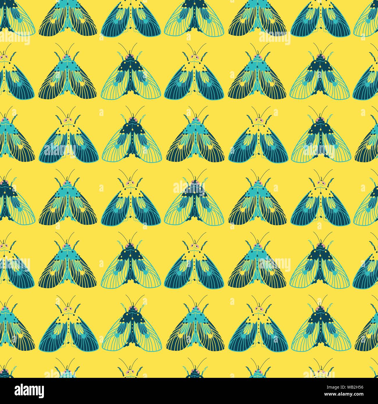 Vector yellow moths rows repeat pattern. Suitable for gift wrap ...