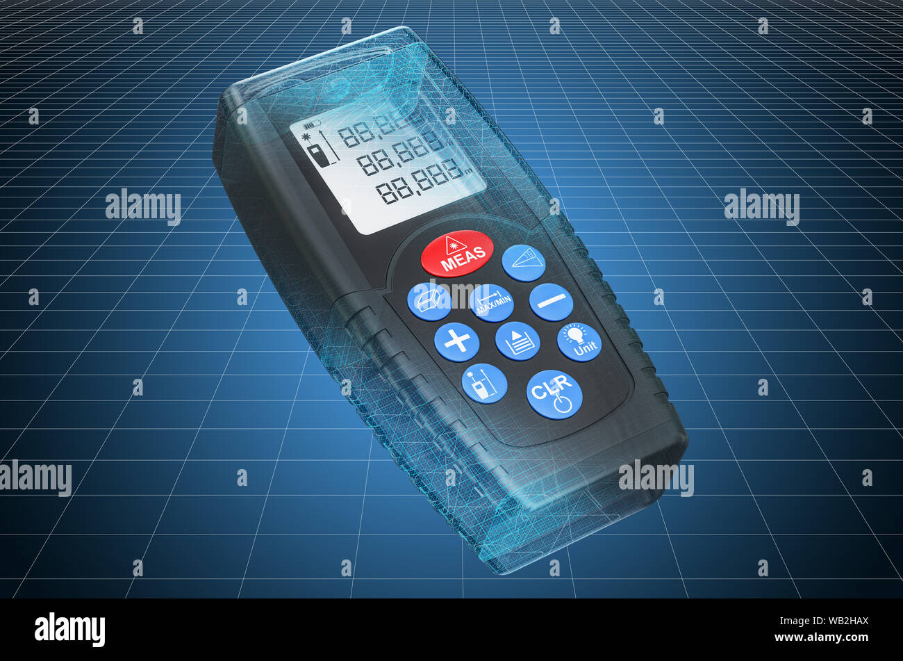 Visualization 3d cad model of laser rangefinder, blueprint. 3D ...
