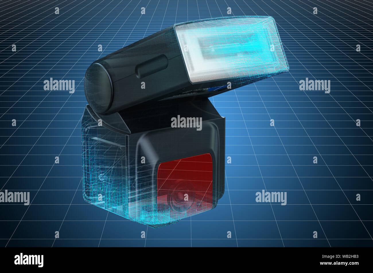 Visualization 3d cad model of photography electronic external flash ...