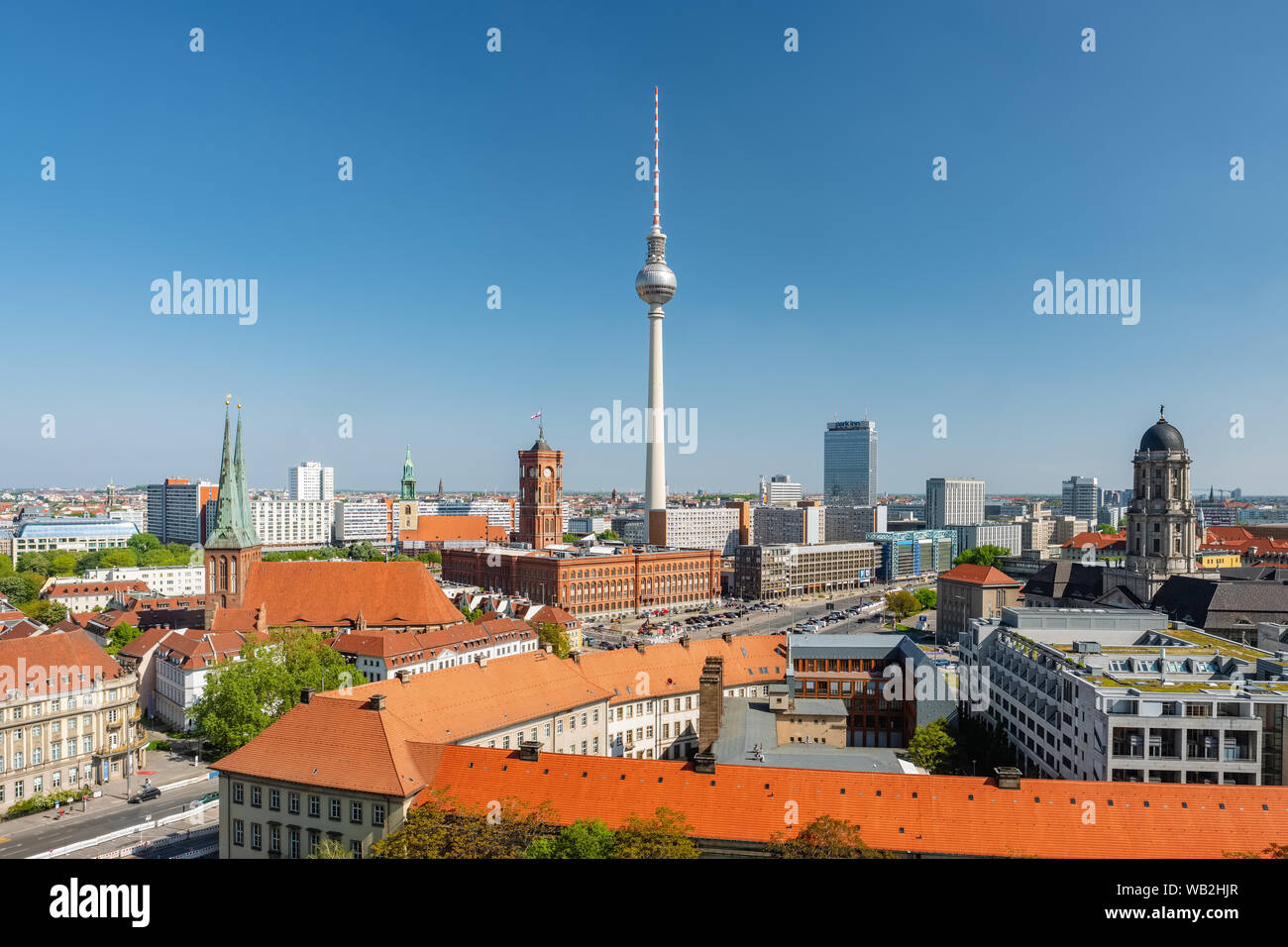 Berlin cityscape with Berlin cathedral and Television tower Stock Photo ...
