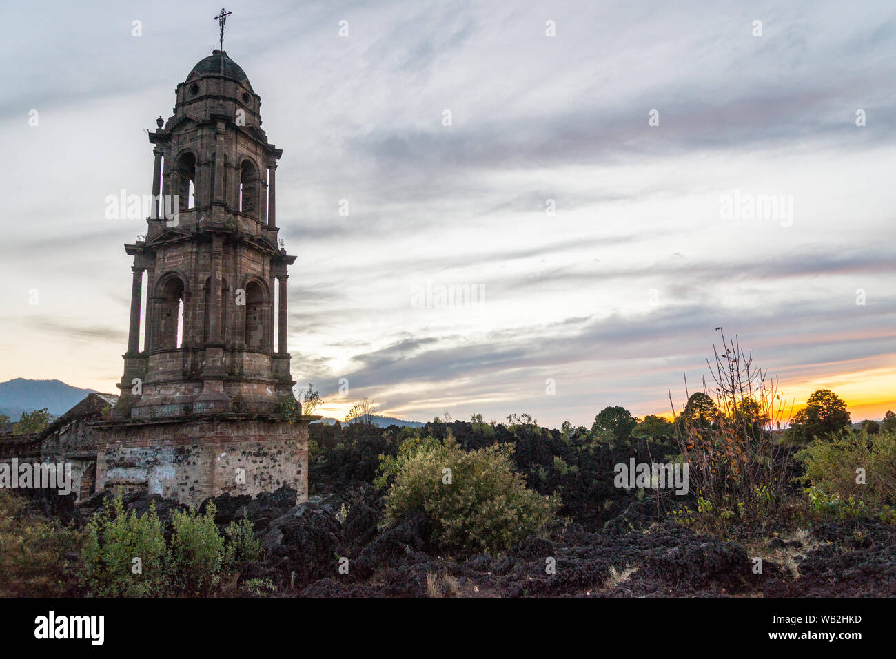Town destroyed by Paricutin volcano Stock Photo - Alamy