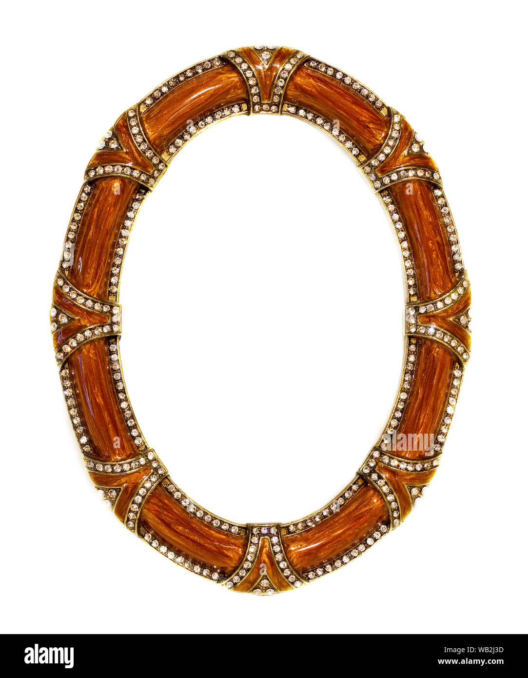 Luxury oval frame with zircon stones isolated Stock Photo - Alamy