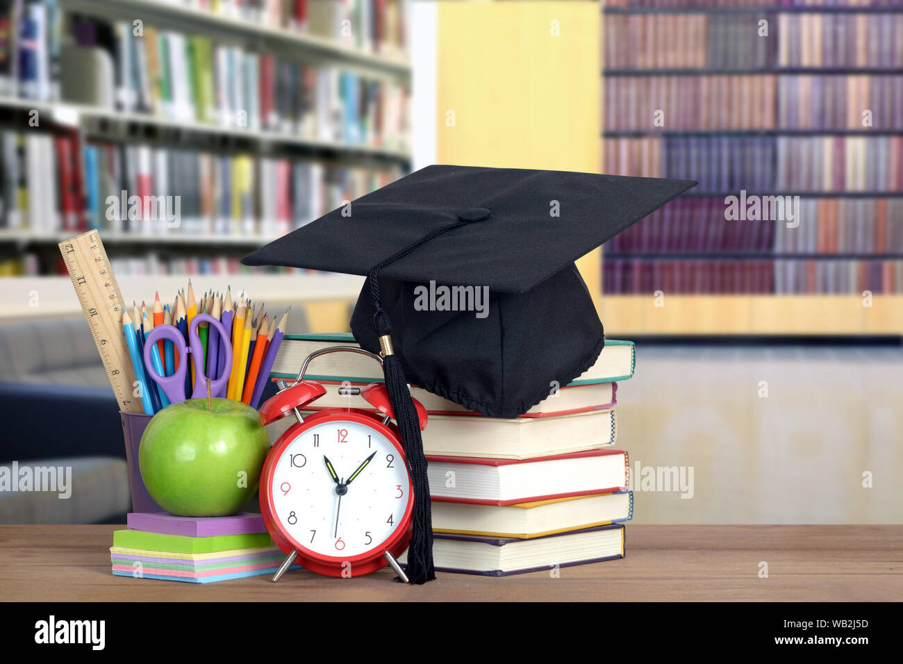library and back to school concept with book Stock Photo - Alamy