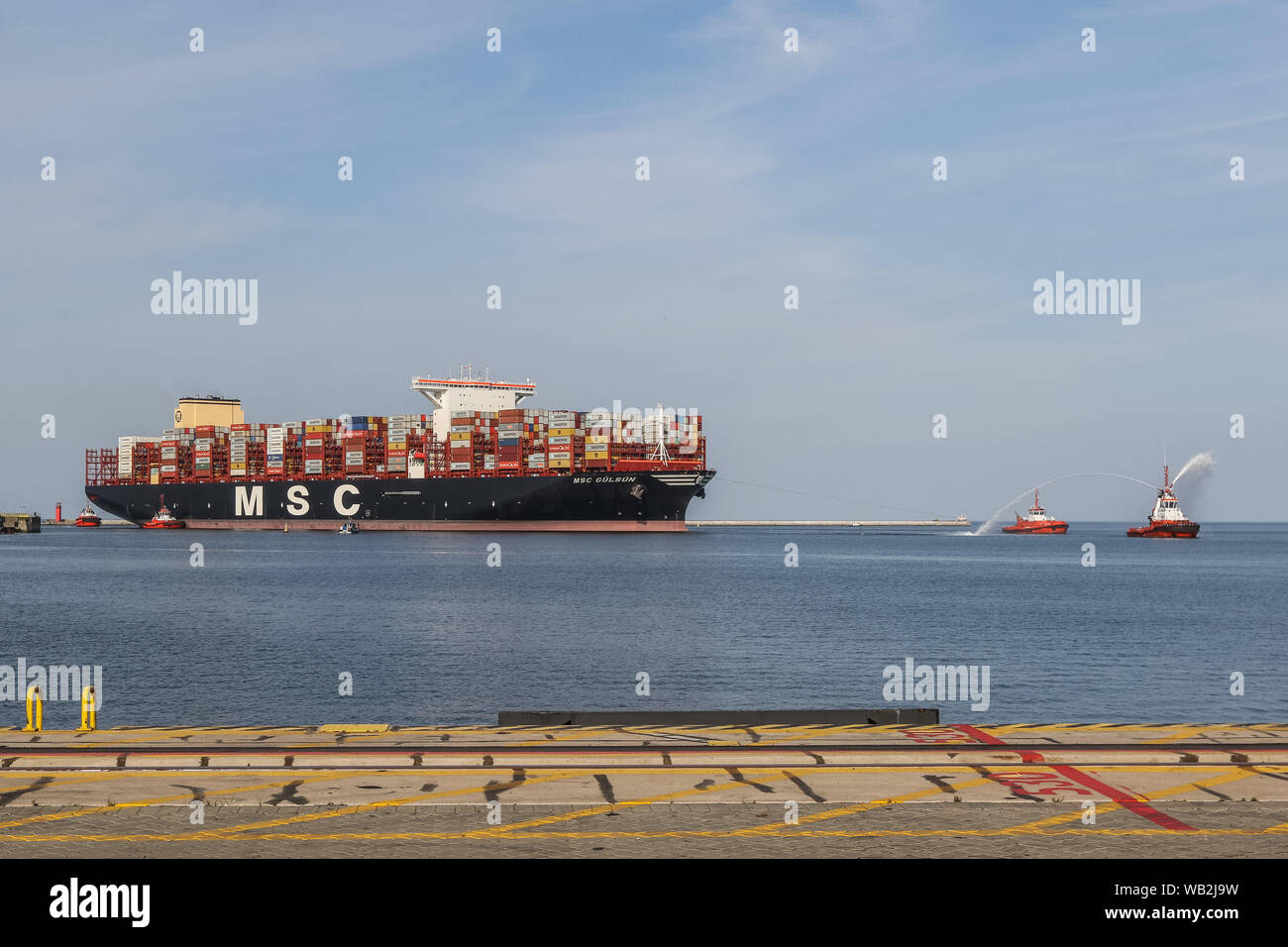 Gdansk, Poland. 23rd, August 2019 MSC Gulsun, current the world's ...