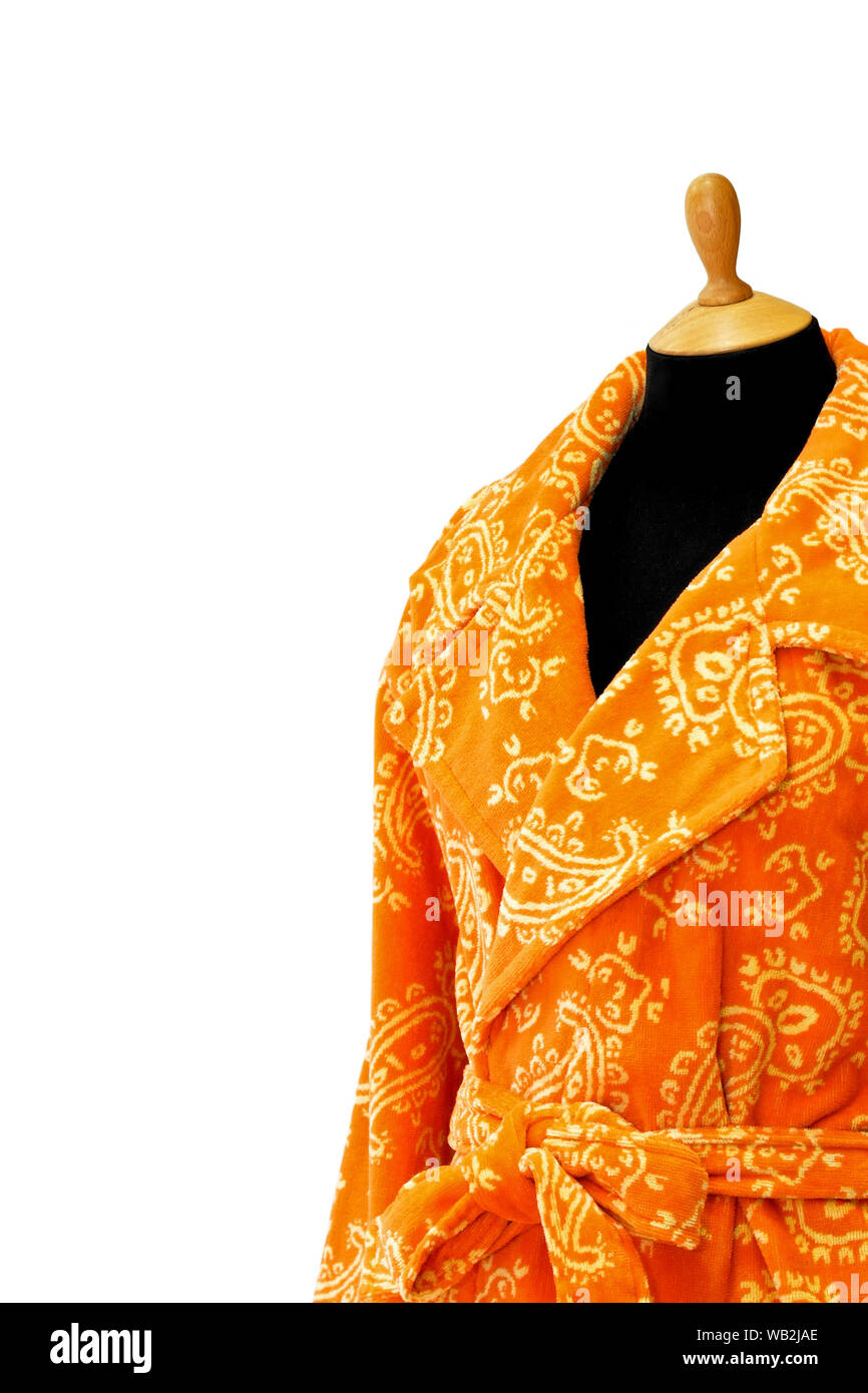 Orange bath robe clean and soft isolated Stock Photo - Alamy
