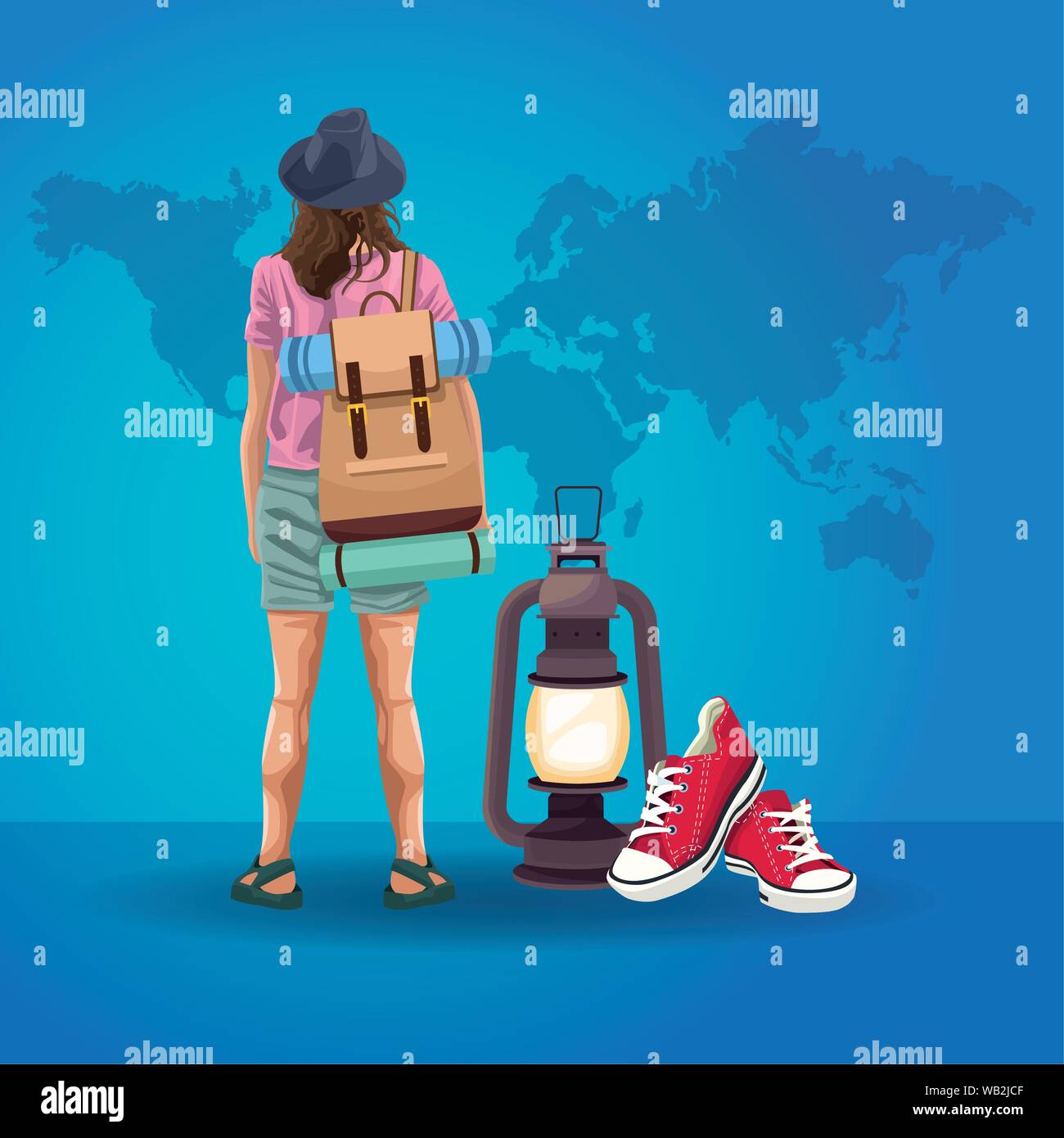 Backpack traveler tourist back cartoon Stock Vector Image & Art - Alamy
