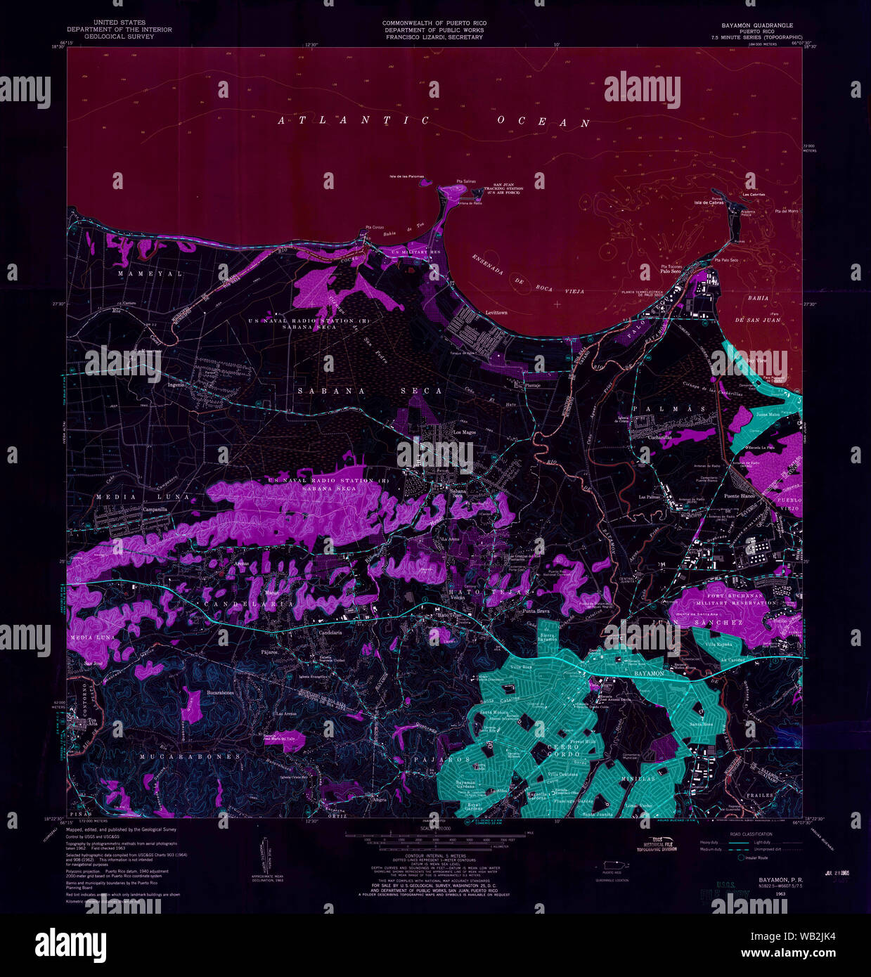 USGS TOPO Map Puerto Rico PR Bayamon 362041 1963 20000 Inverted ...