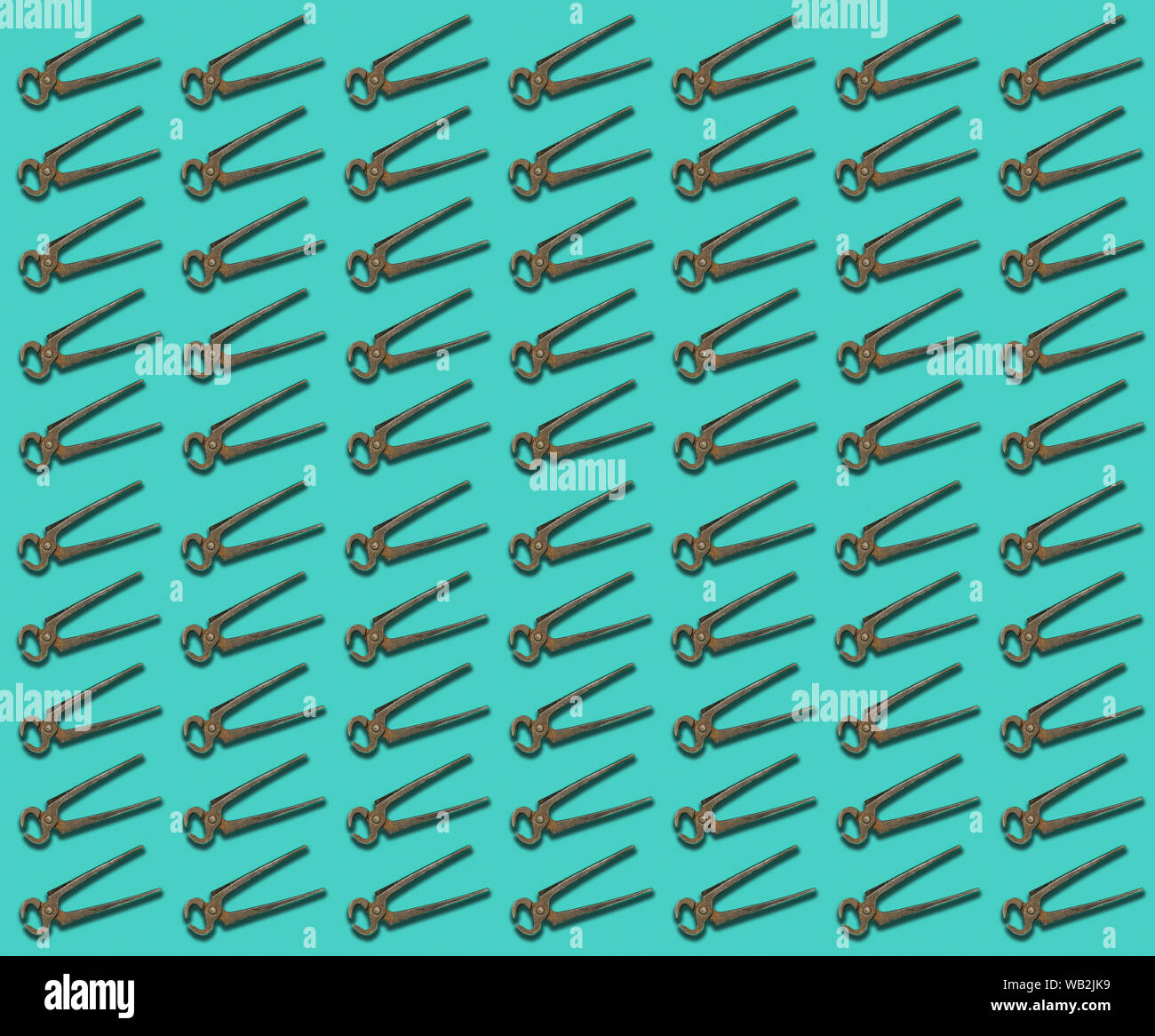 Old wire cutter pattern isolated on electric green background Stock ...