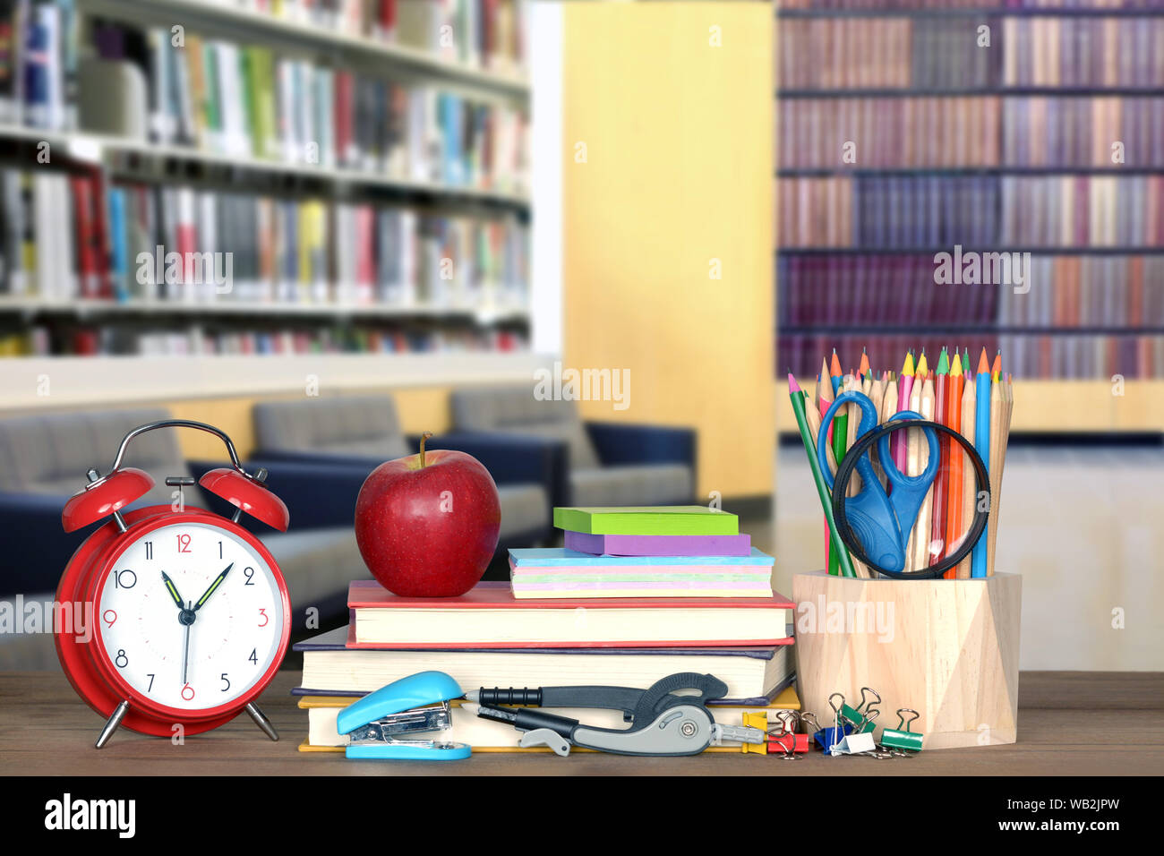 library and back to school concept with book Stock Photo - Alamy