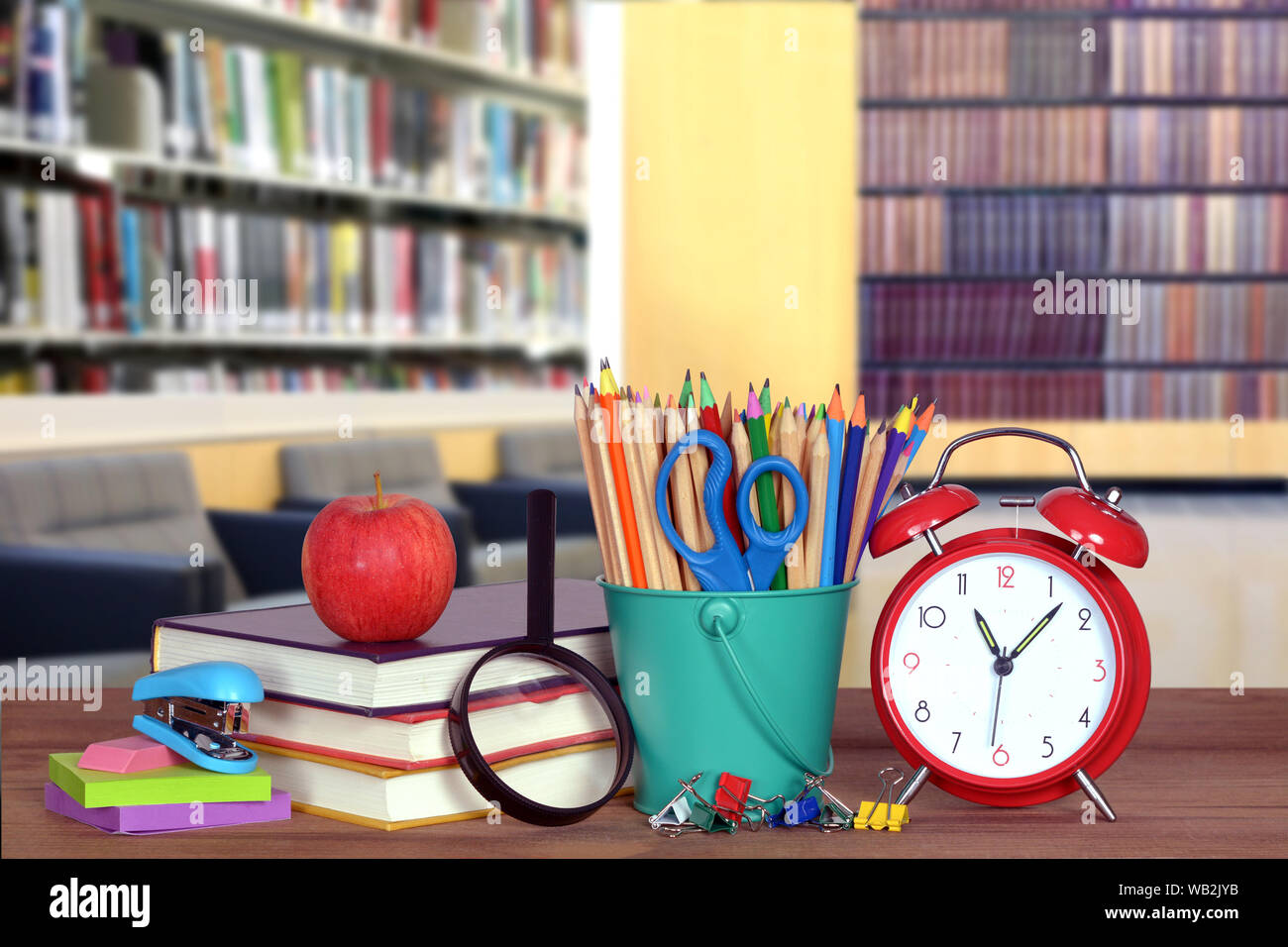 library and back to school concept with book Stock Photo - Alamy