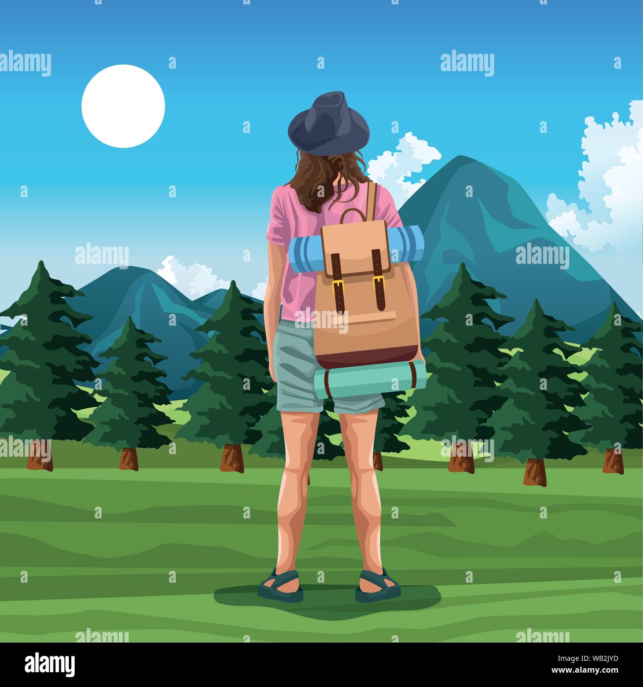 Backpack traveler tourist back cartoon Stock Vector Image & Art - Alamy