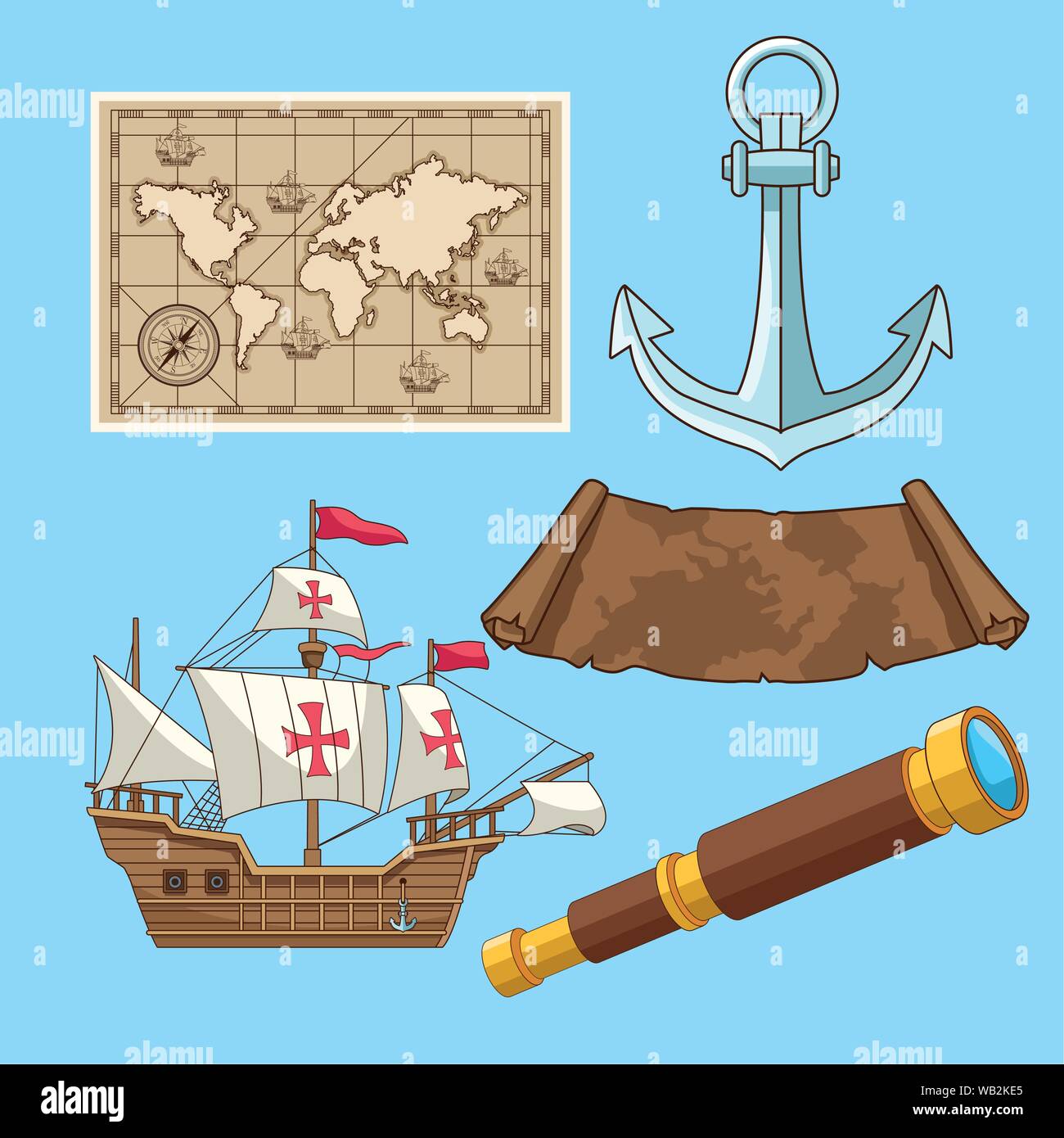Antique sea navigation set of tools Stock Vector Image & Art - Alamy