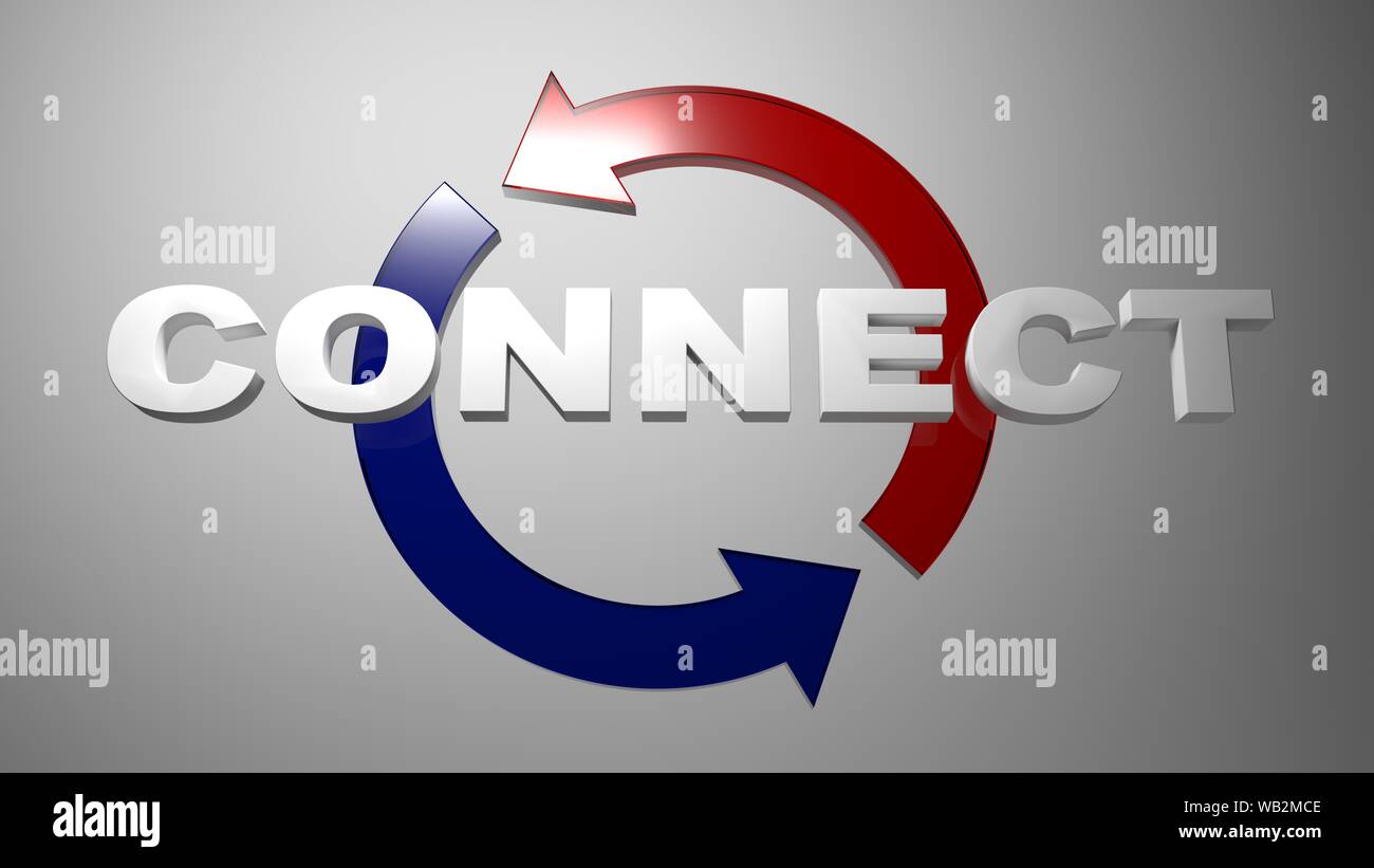 CONNECT with turning arrows - 3D rendering illustration Stock Photo - Alamy