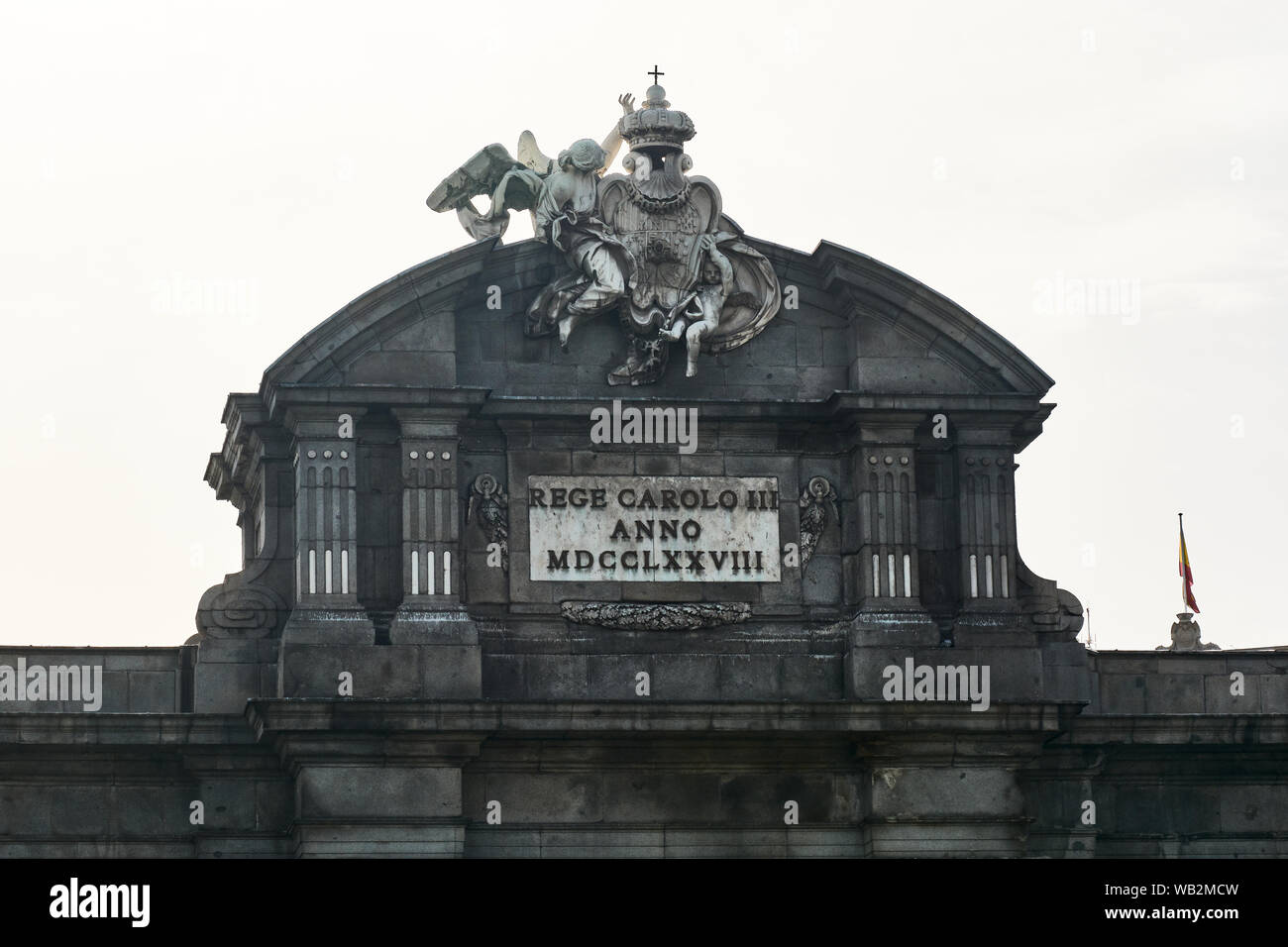 MADRID, SPAIN - APRIL 23, 2018: Sculptures on the top of the Alcala ...
