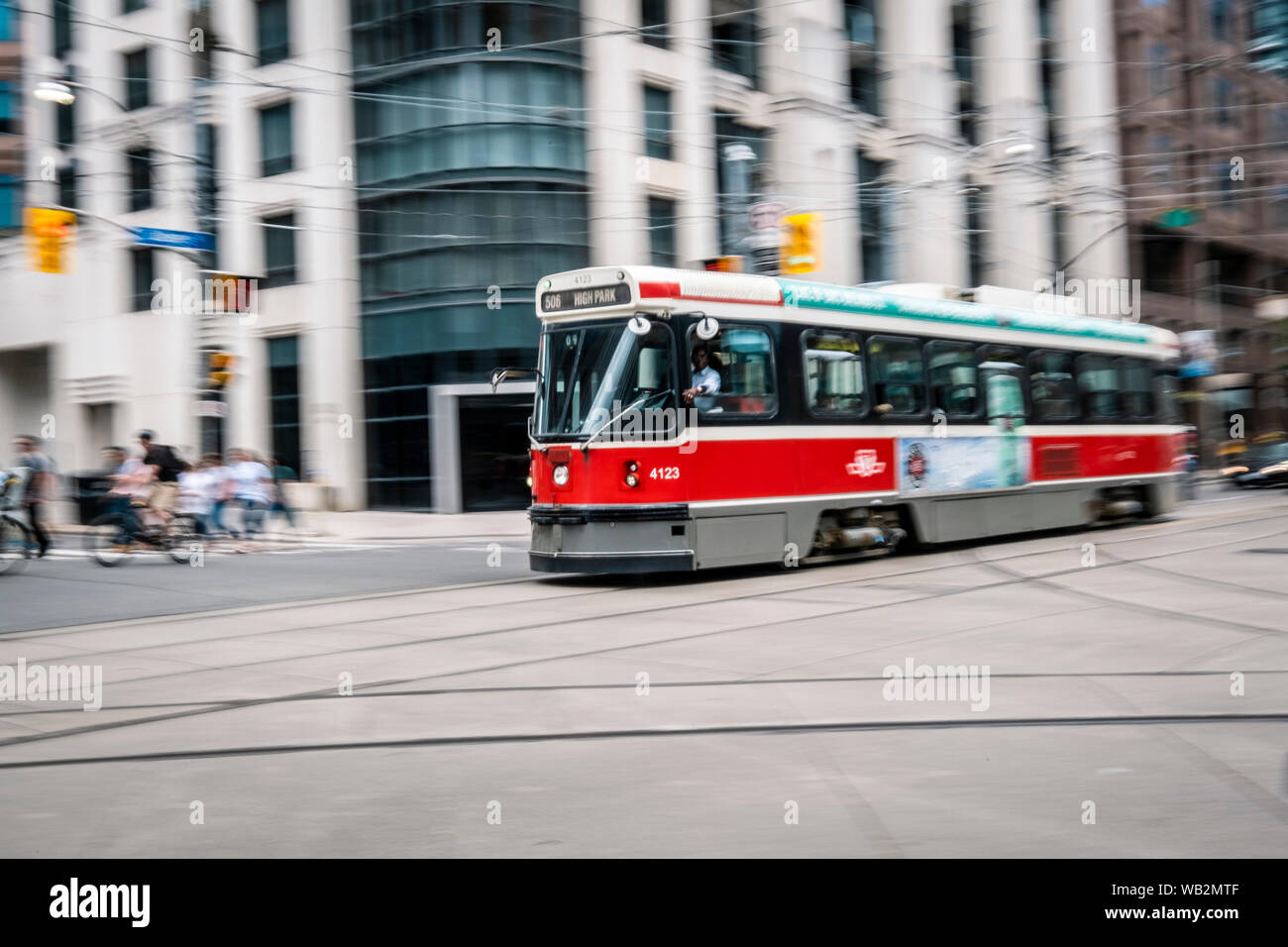 A red tram in downtown Toronto, Canada Stock Photo - Alamy