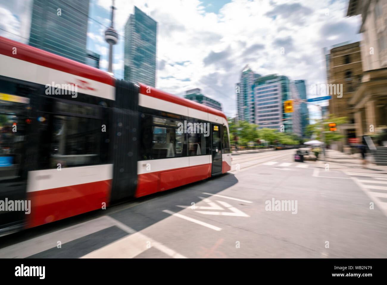 A red tram in downtown Toronto, Canada Stock Photo - Alamy