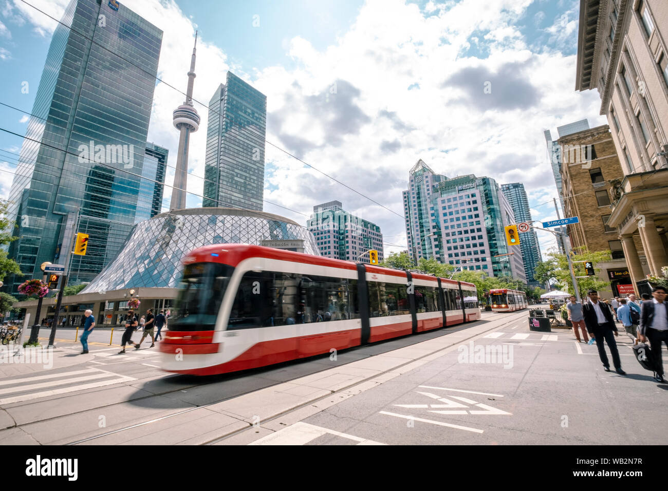 A red tram in downtown Toronto, Canada Stock Photo - Alamy