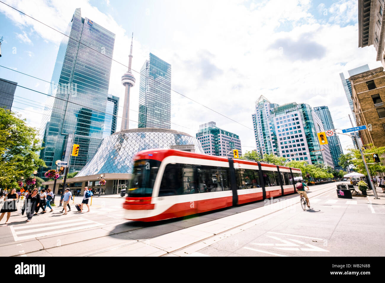 A red tram in downtown Toronto, Canada Stock Photo - Alamy