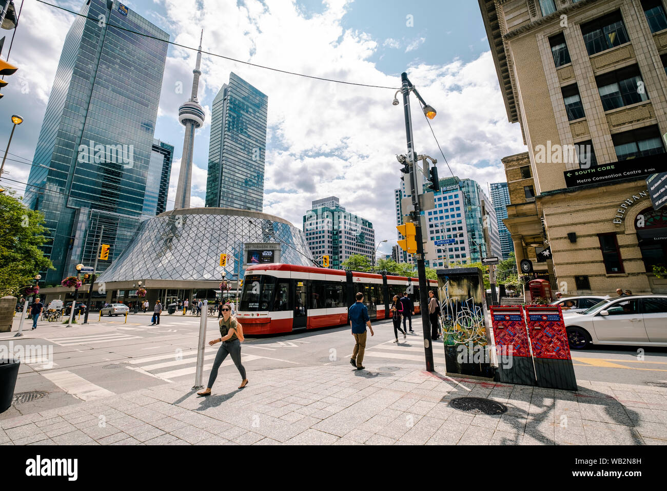 A red tram in downtown Toronto, Canada Stock Photo - Alamy