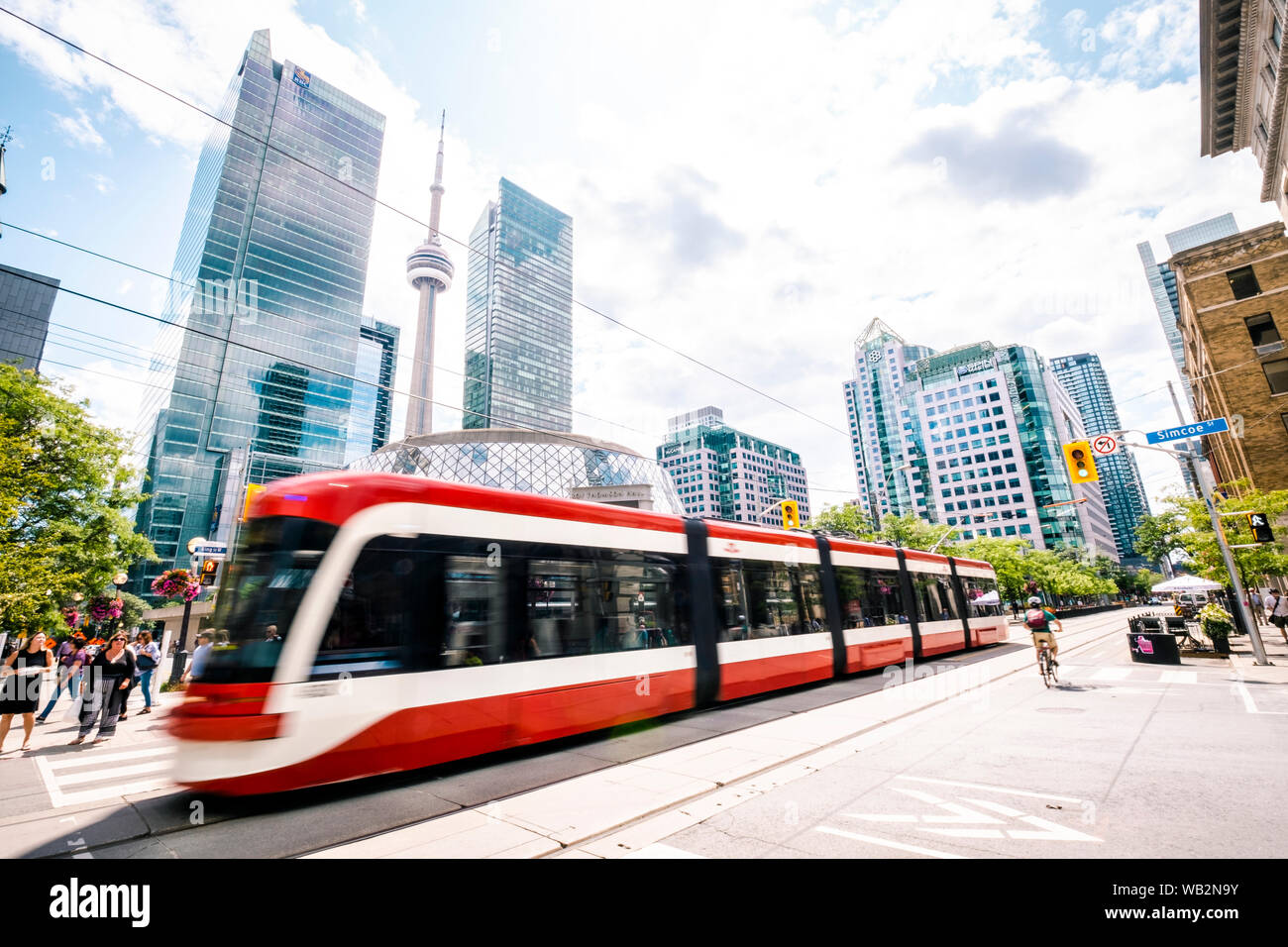 A red tram in downtown Toronto, Canada Stock Photo - Alamy