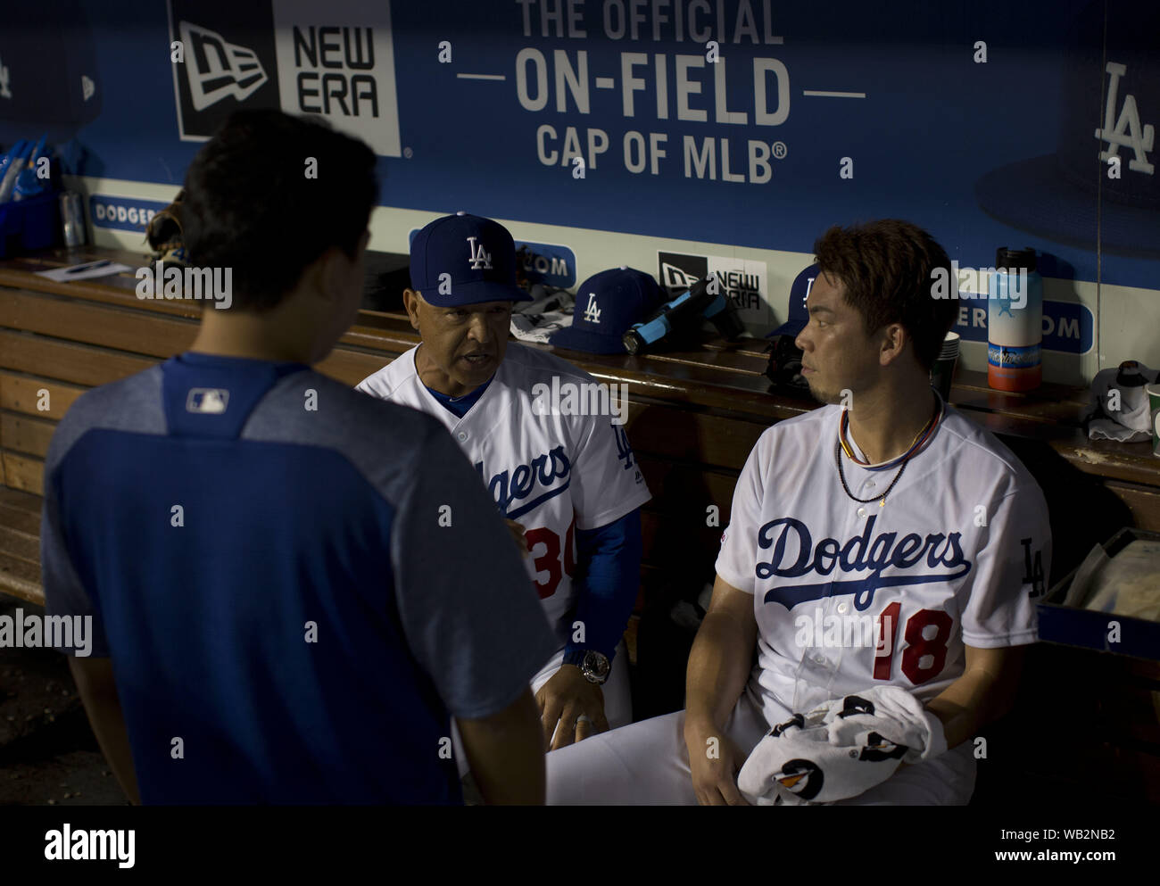 Los Angeles, CALIFORNIA, USA. 22nd Aug, 2019. Kenta Maeda #18 of the ...
