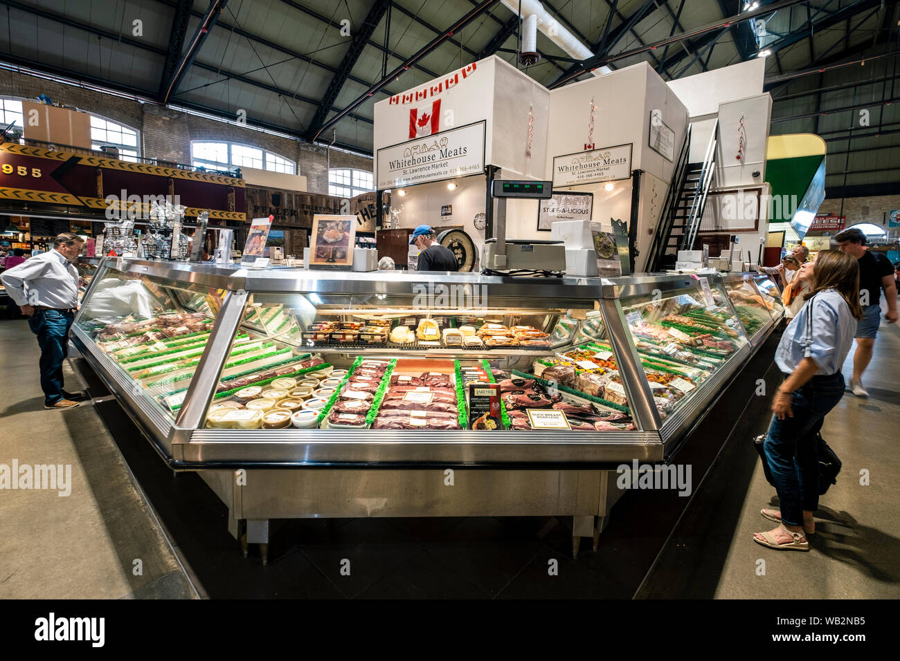 Main hall and stalls inside St. Lawrence Market in central Toronto ...