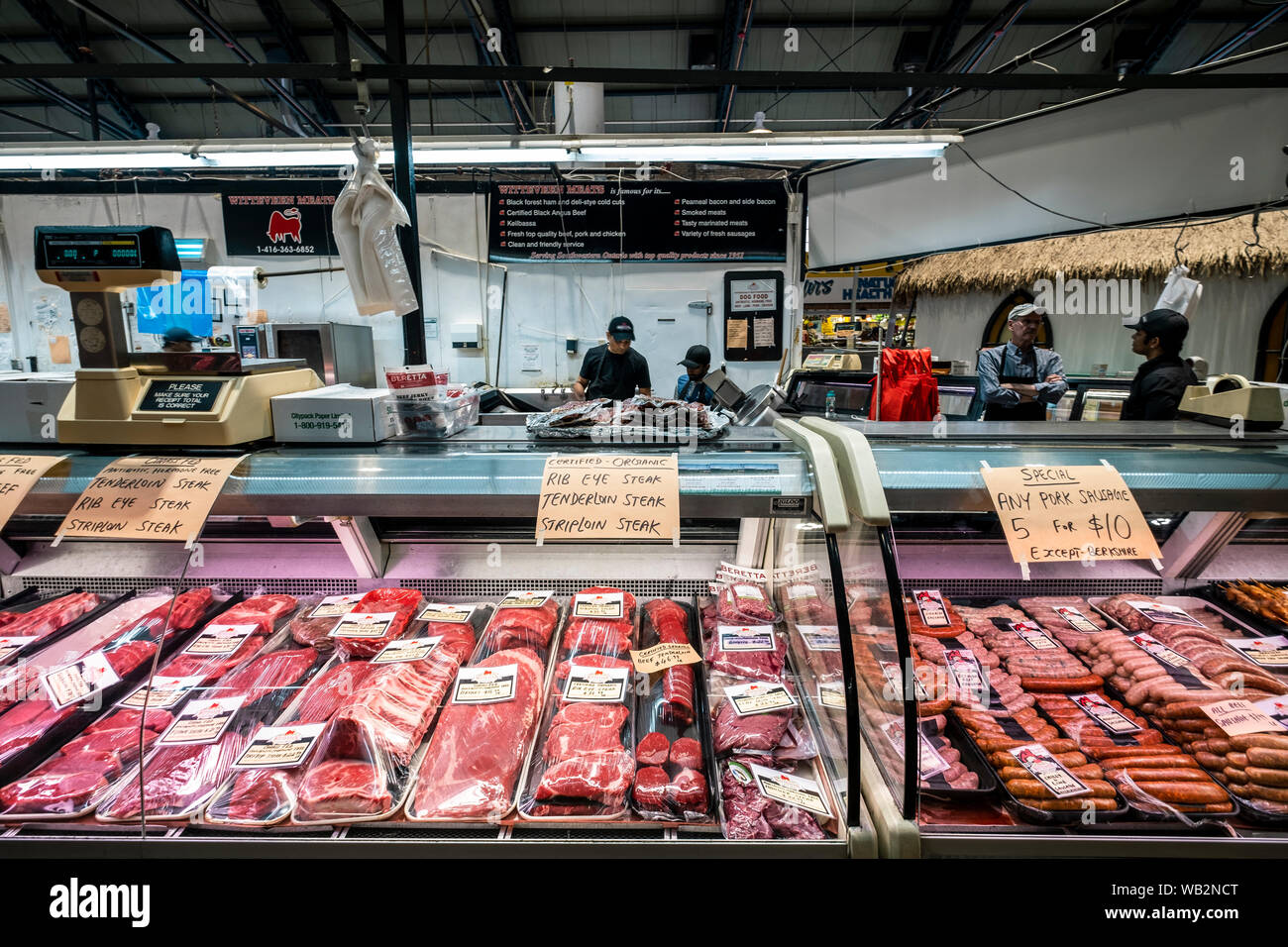 Main hall and stalls inside St. Lawrence Market in central Toronto ...
