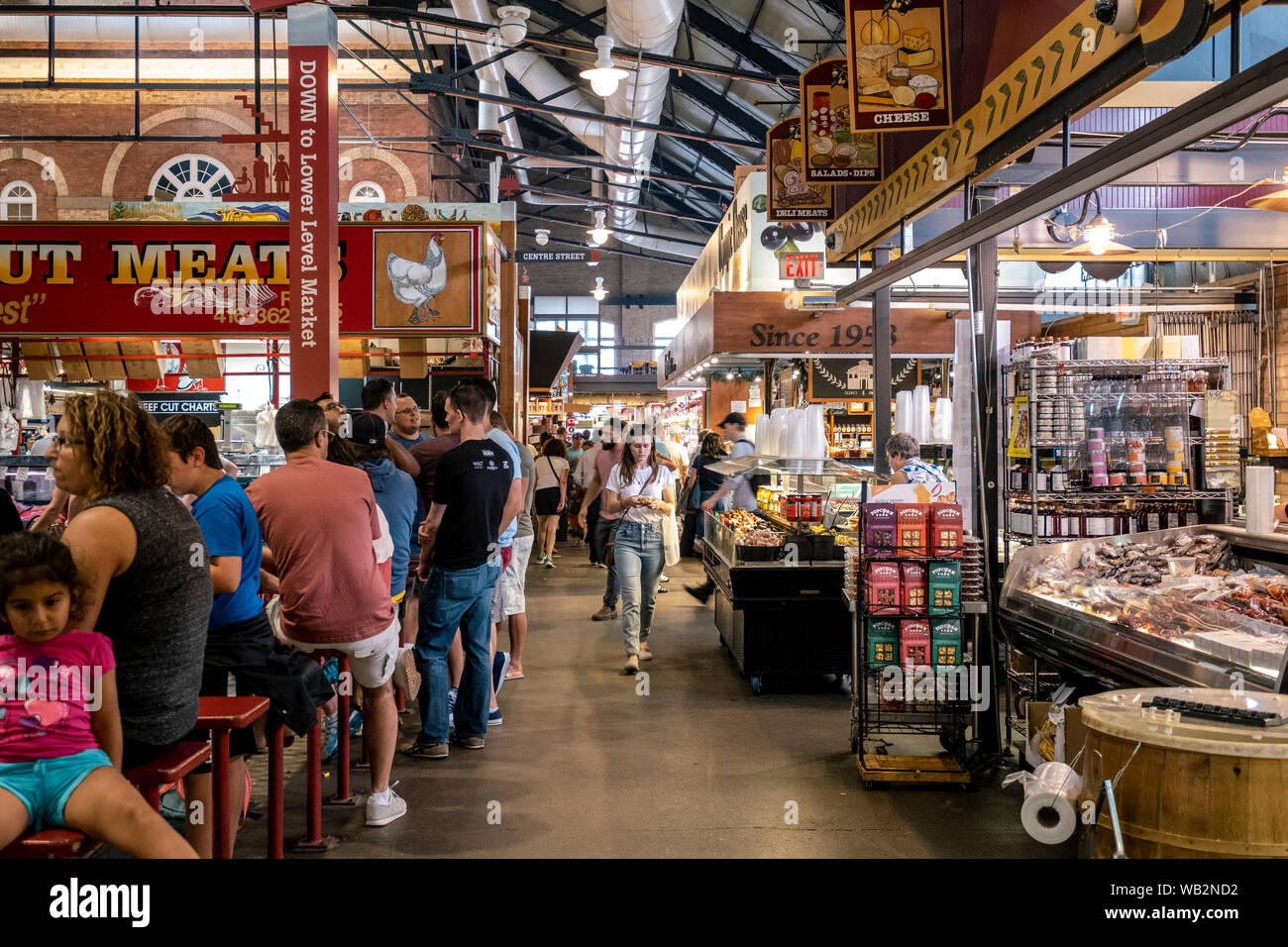 Main hall and stalls inside St. Lawrence Market in central Toronto ...