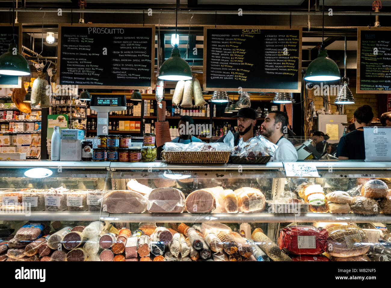 Main hall and stalls inside St. Lawrence Market in central Toronto ...