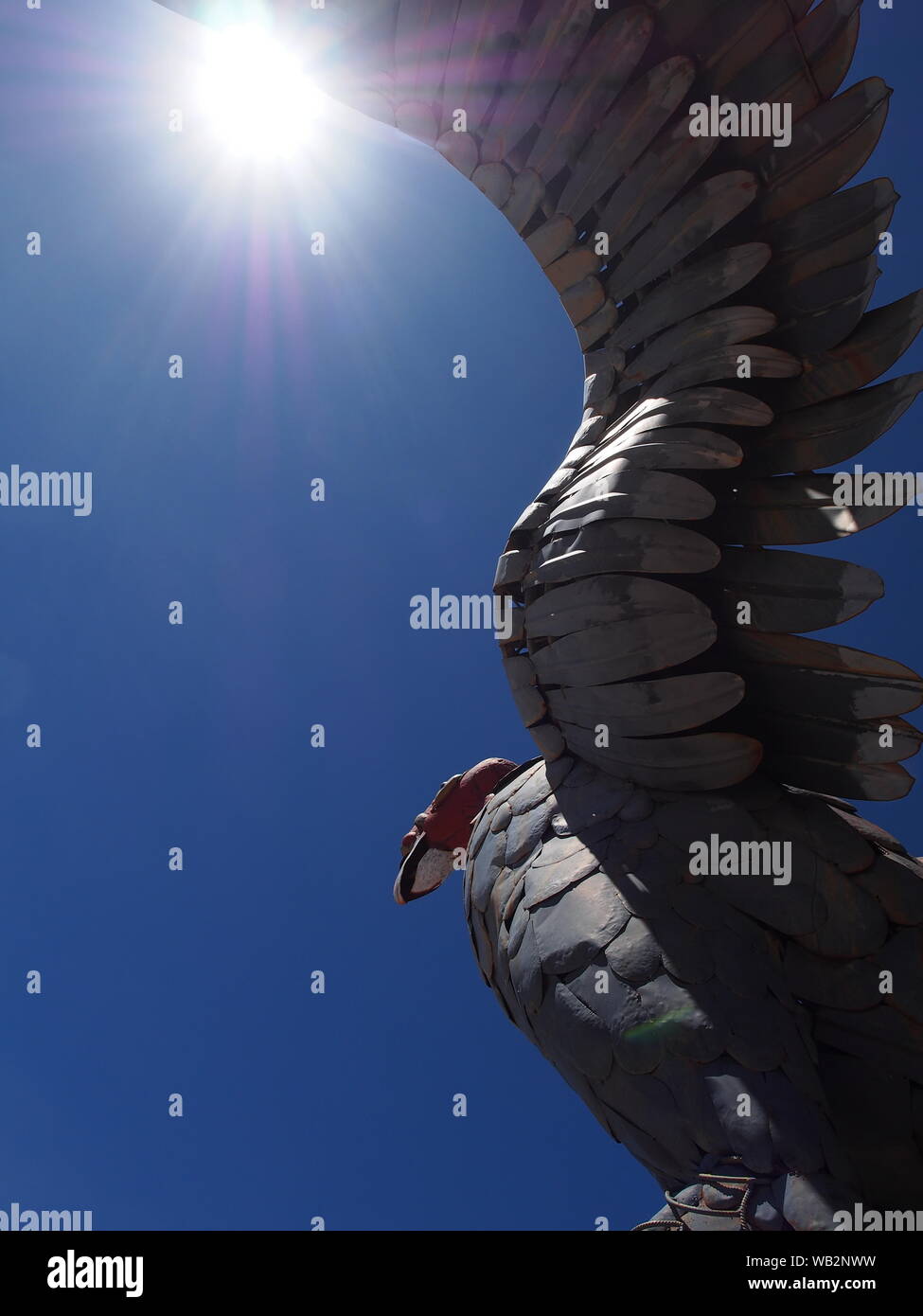 Sculpture detail of a giant condor in a viewpoint over the city of Puno ...