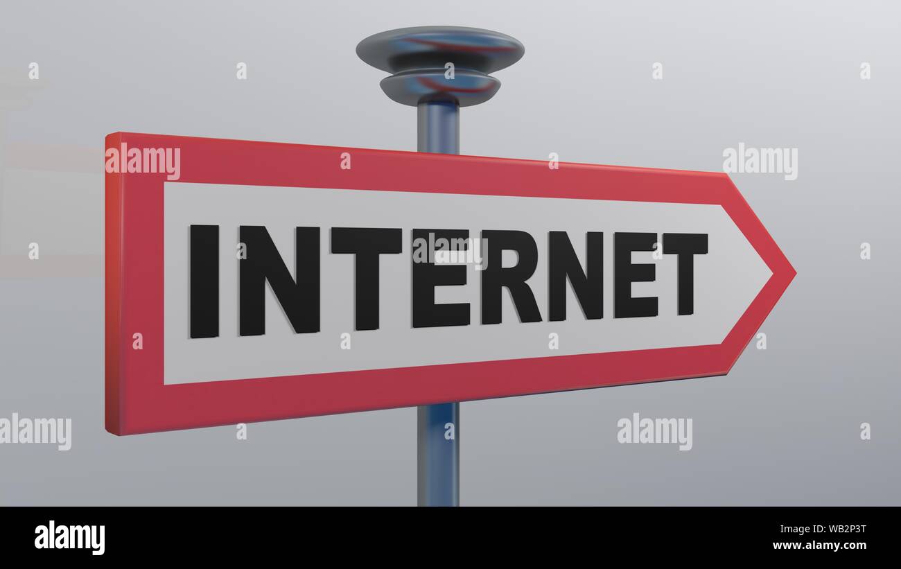 INTERNET red street arrow sign - 3D rendering illustration Stock Photo ...