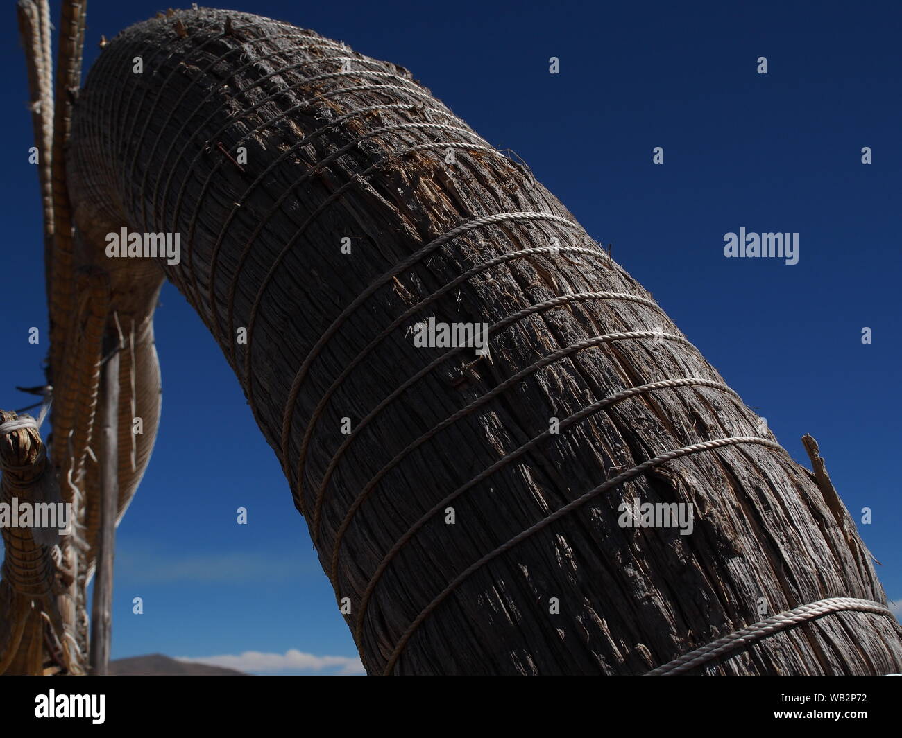 A typical totora reed craft detail at an Uro island. The Uru or Uros ...