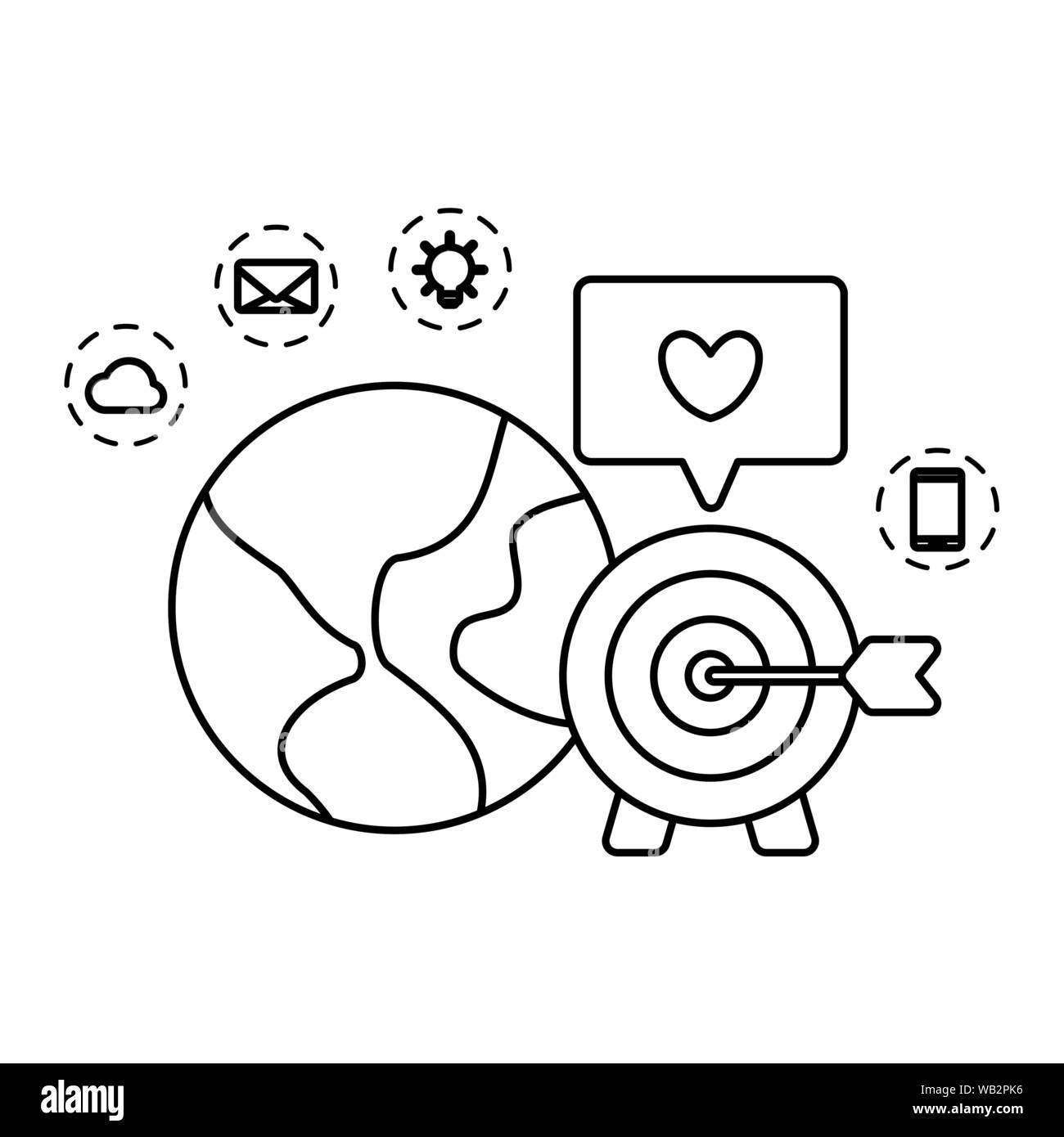 social media marketing with planet earth vector illustration design ...