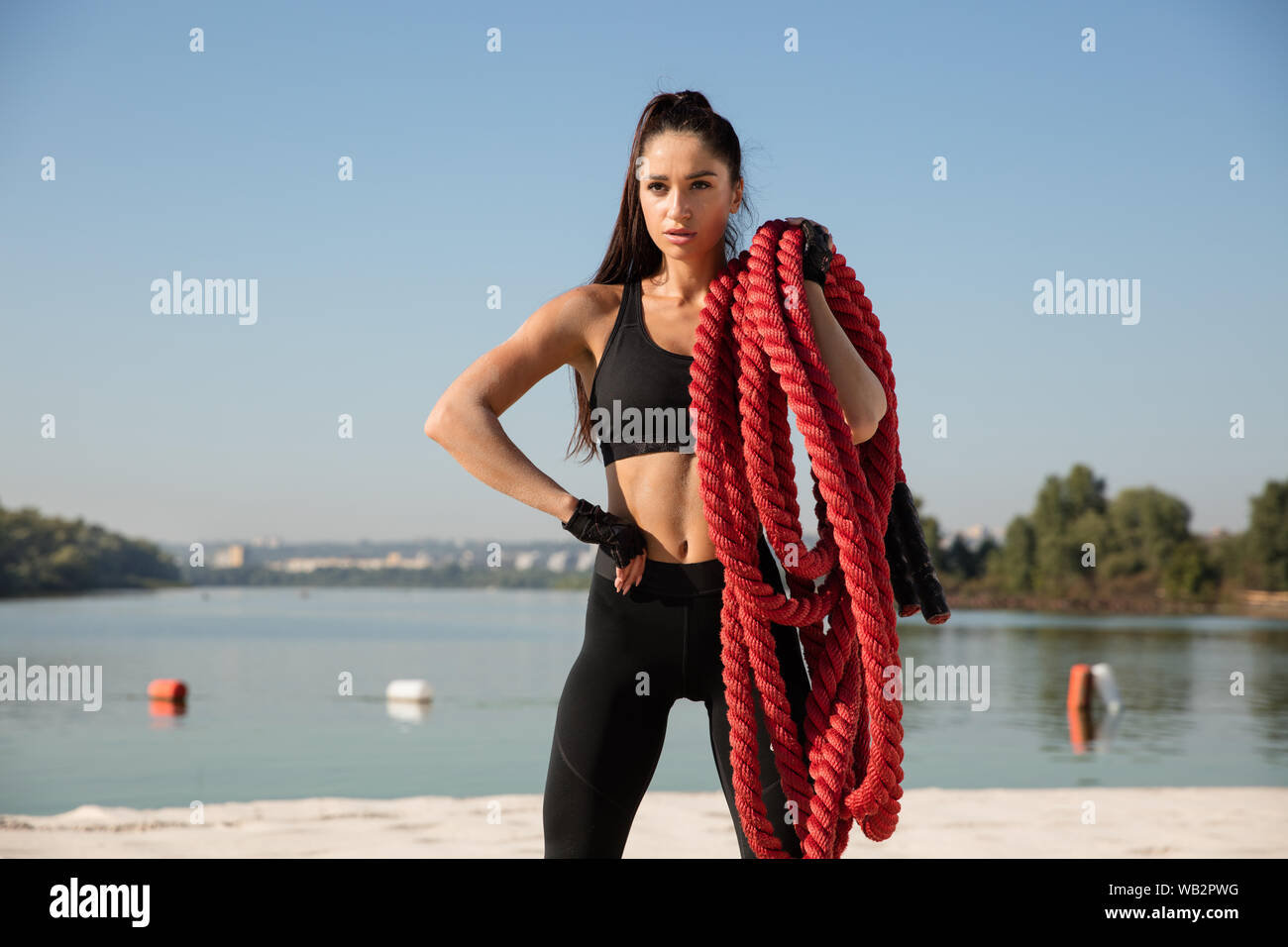 Female bodybuilder beach hi-res stock photography and images - Alamy