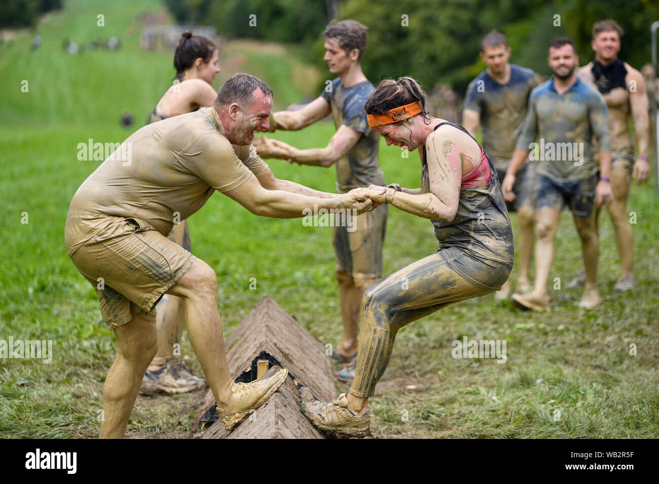 People taking part at a Tough Mudder event in the South West UK Stock ...