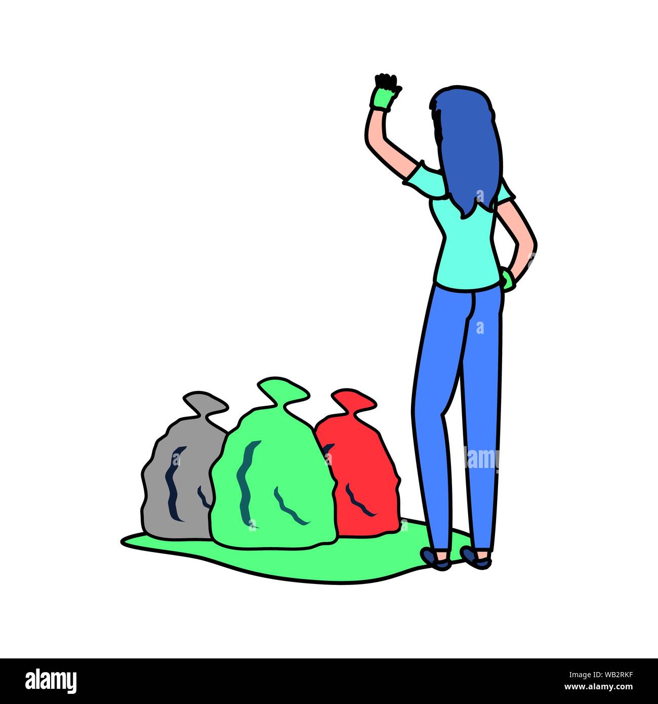 Avatar woman with trash bag design, Garbage recycle ecology eco save ...