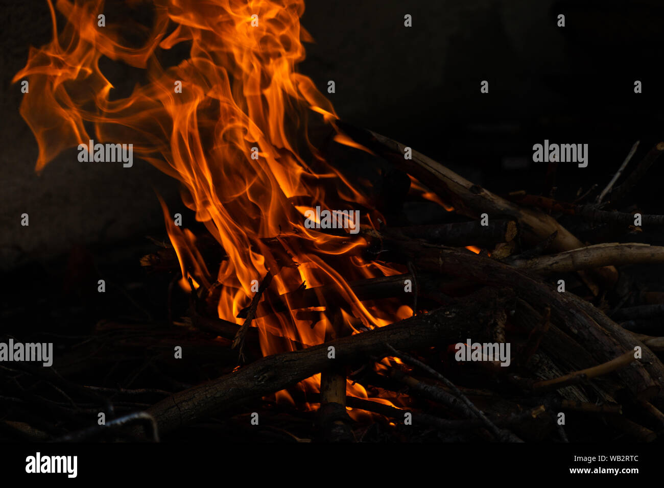 Photo of fire, flames and hot coals in the fireplace. High resolution ...