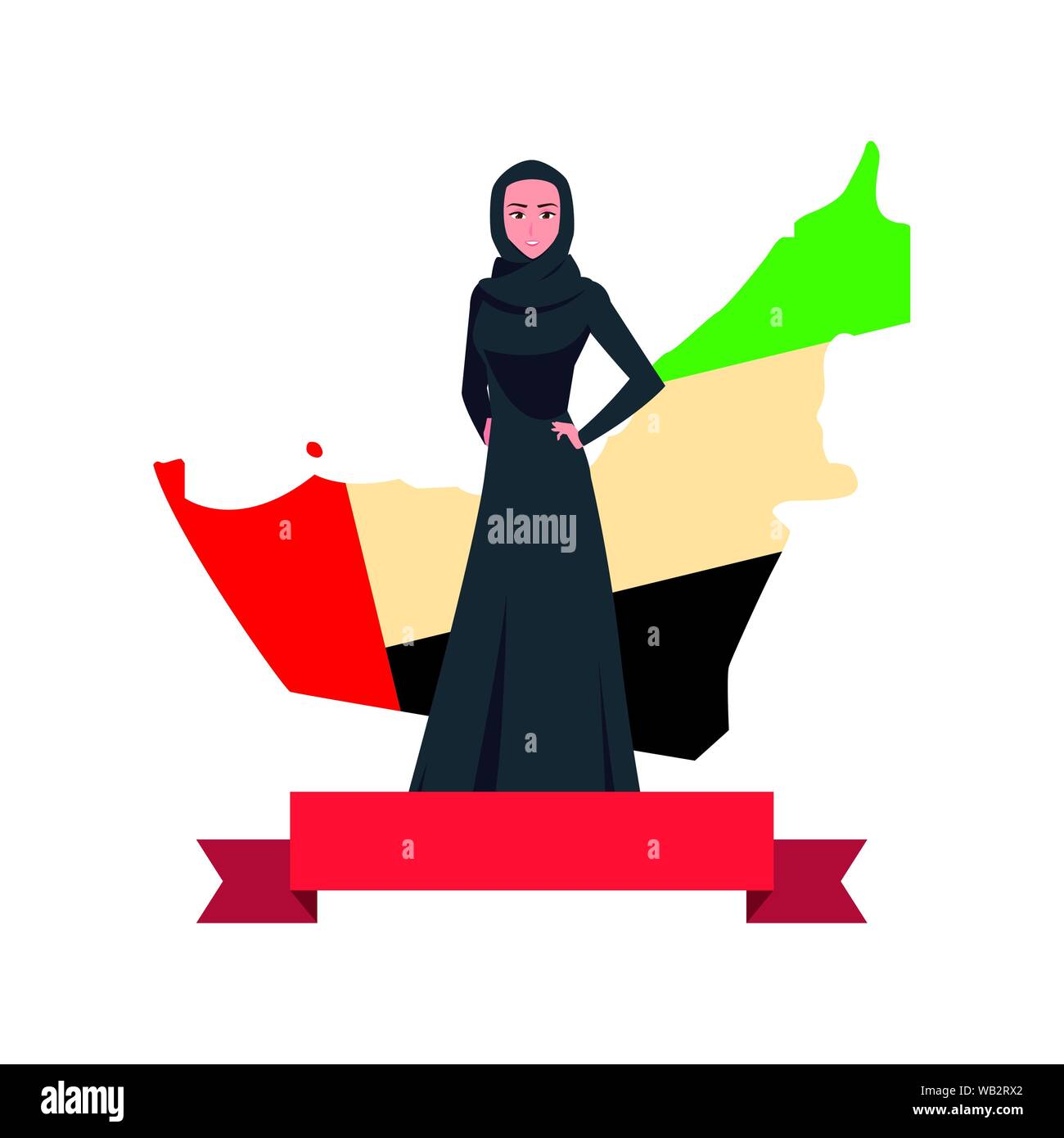 arab woman character in a hijab map and flag vector illustration Stock ...